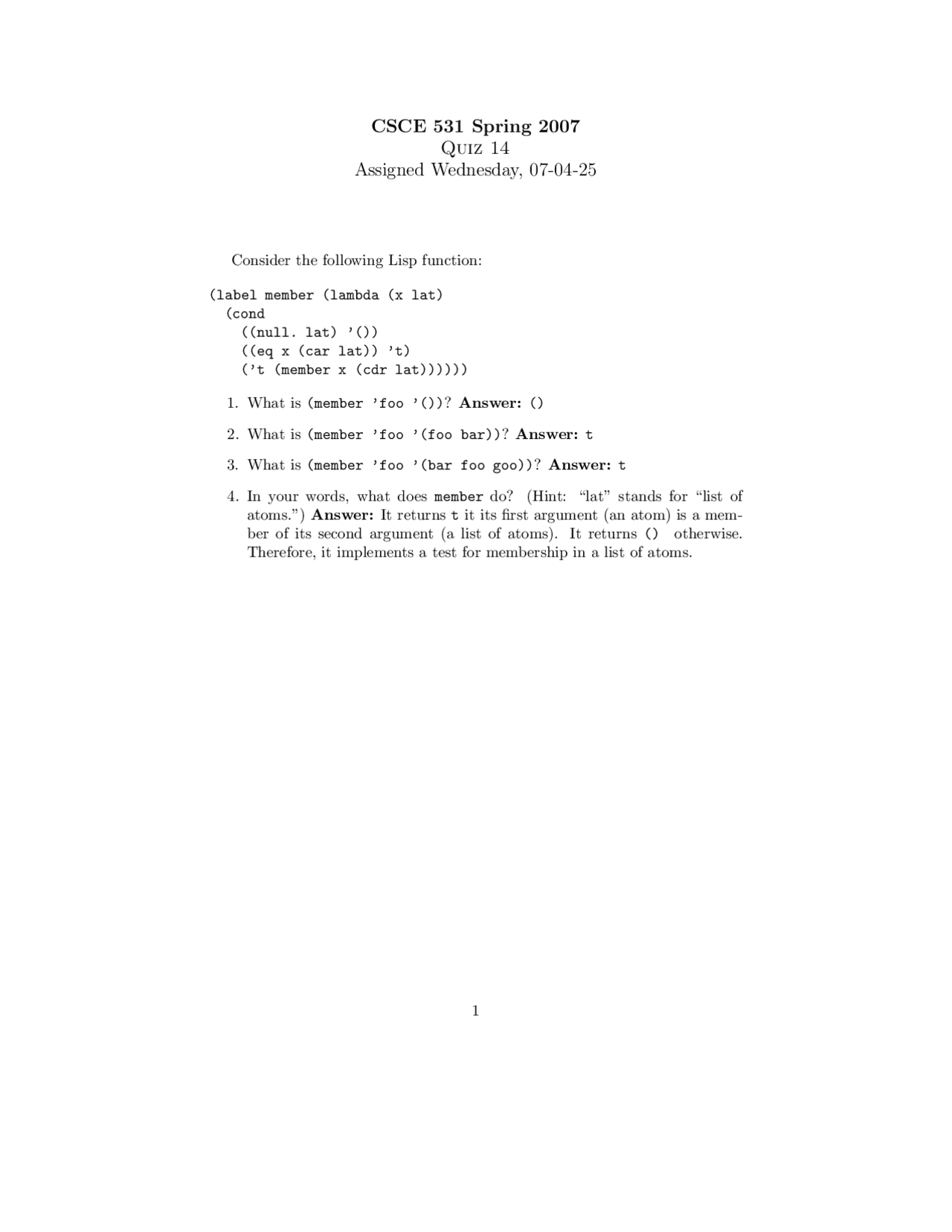 Solved Quiz 14 For Compiler Construction Csce 531 Docsity