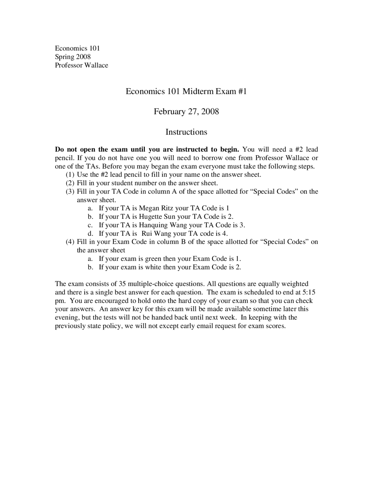 35 Mcqs Midterm Exam 1 Principles Of Microeconomics Econ 101 Docsity