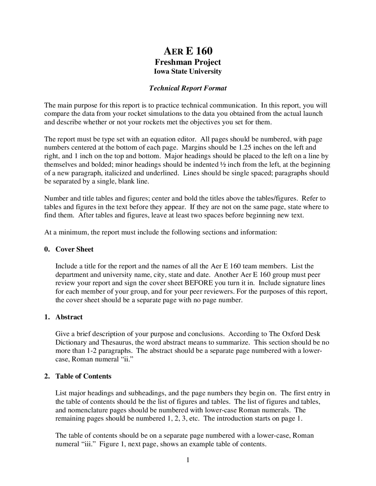 Final Project Report For Aerospace Engineering Problems Aer E 160