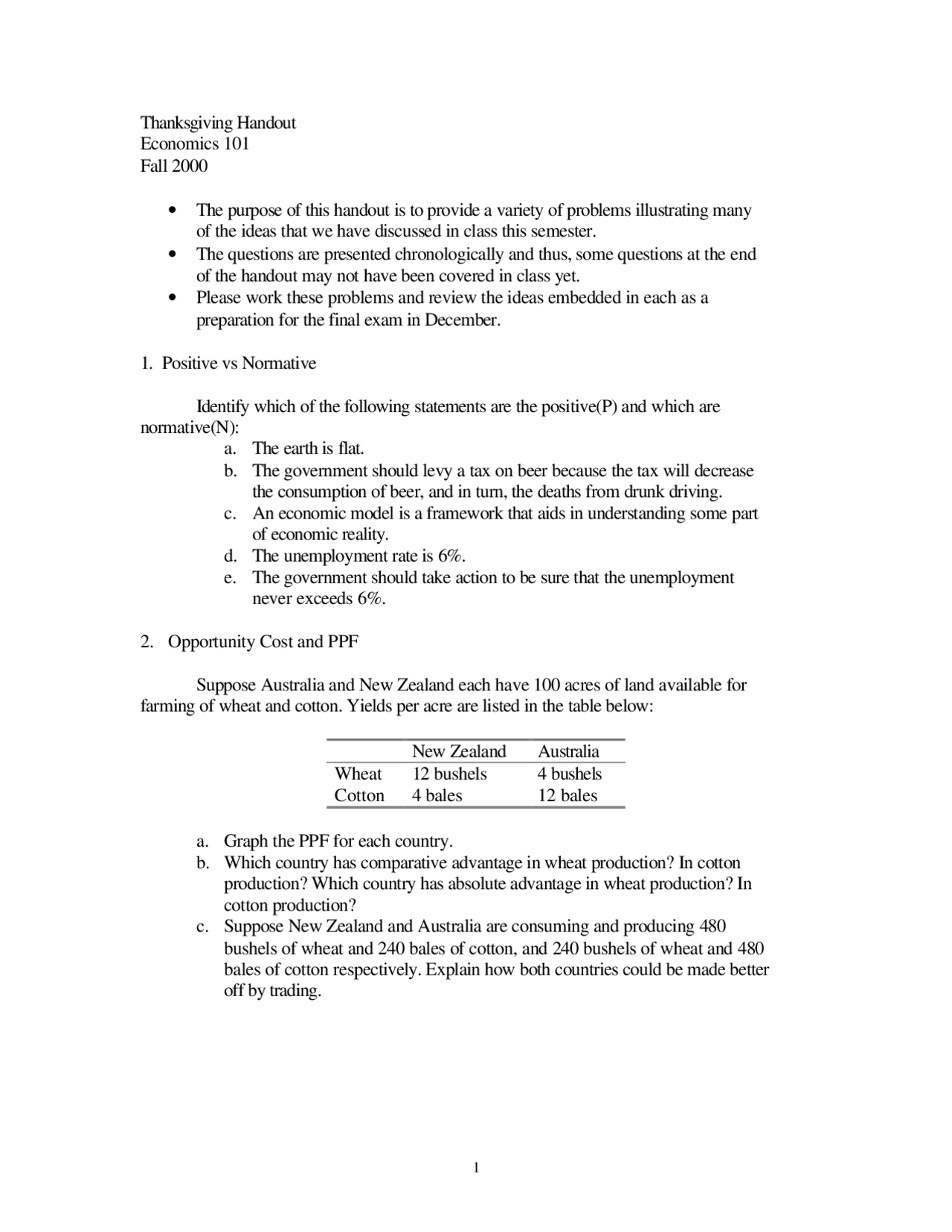 Practice Questions For Final Exam Principles Of Microeconomics Econ