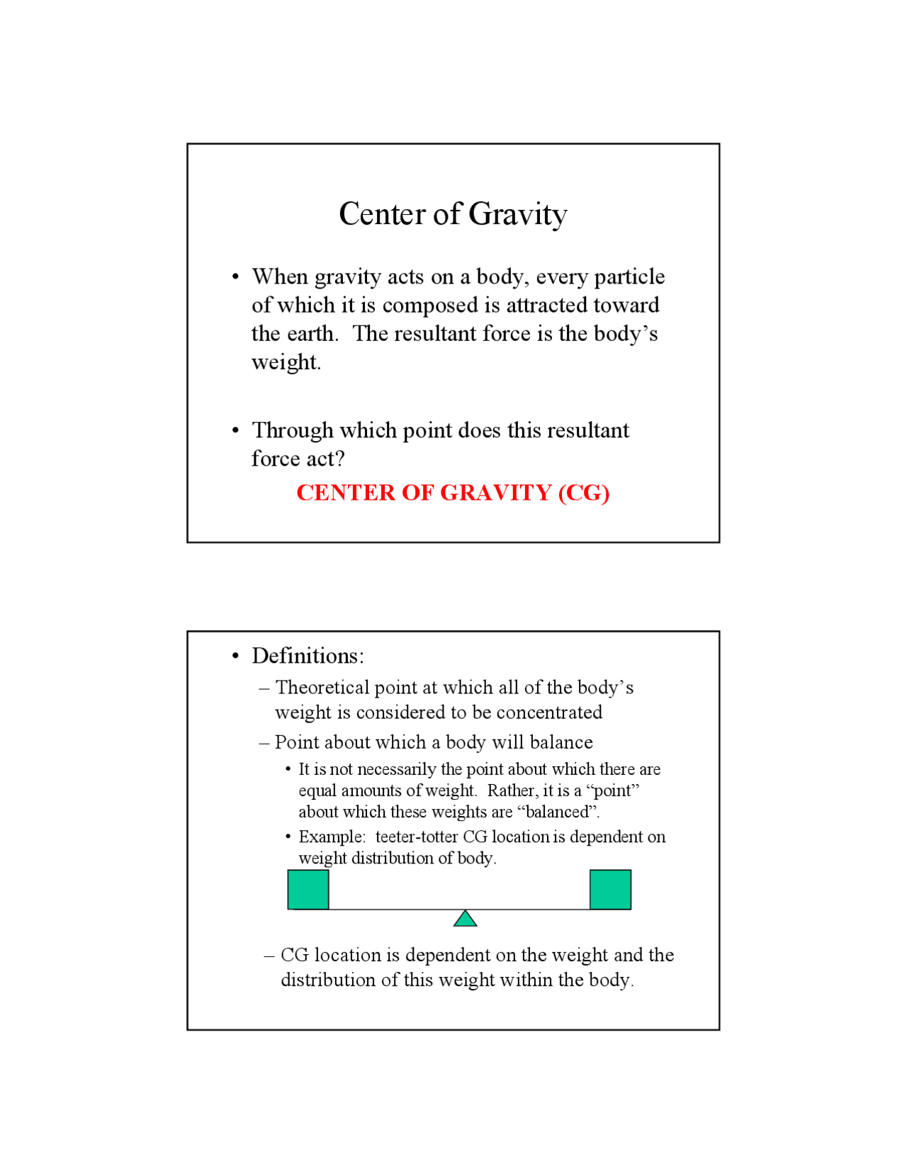 Lecture Slides on Center of Gravity - Biomechanics | KIN 335 - Docsity