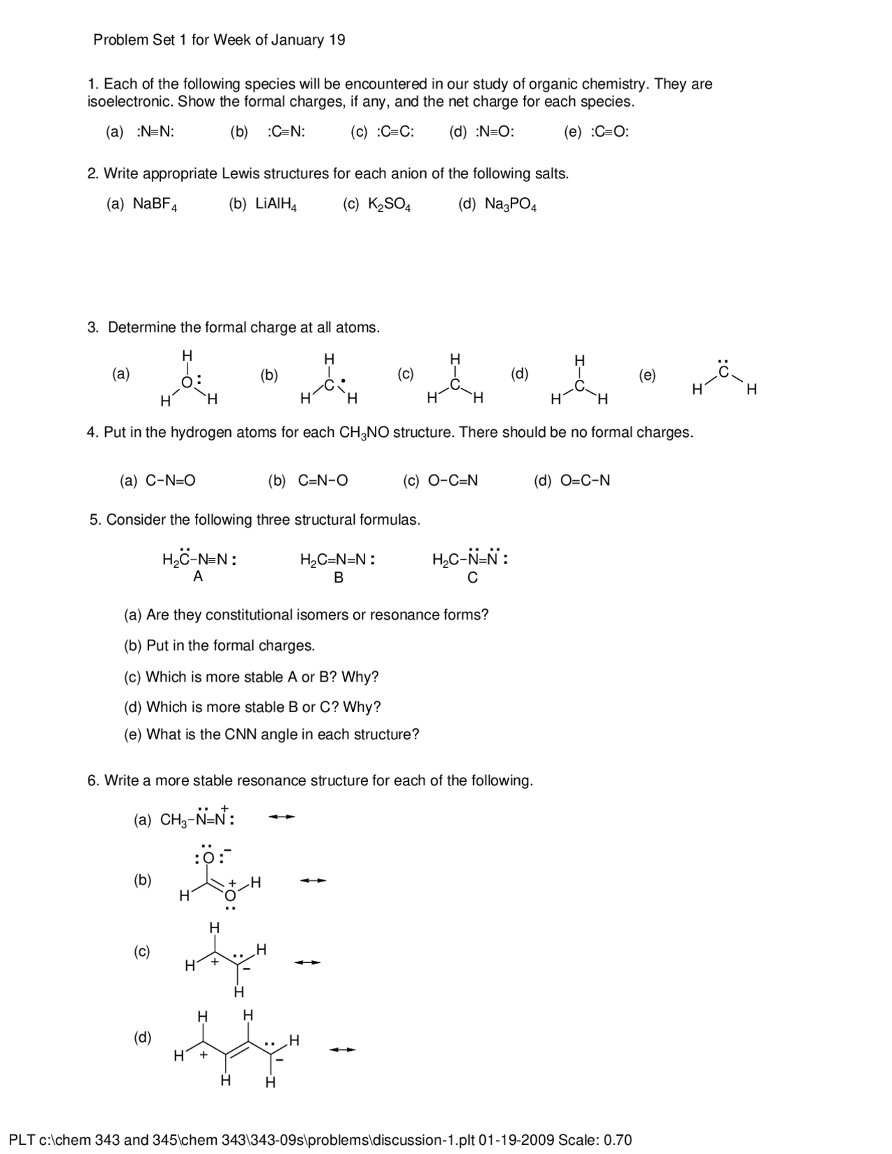 Introductory Organic Chemistry Problem Set 1 Chem 343 Docsity