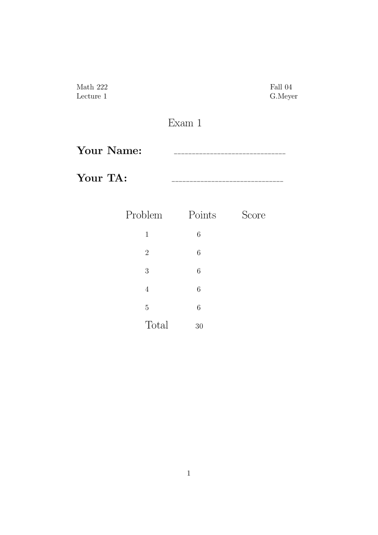 Exam 1 For Calculus And Analytical Geometry Math 222 Docsity