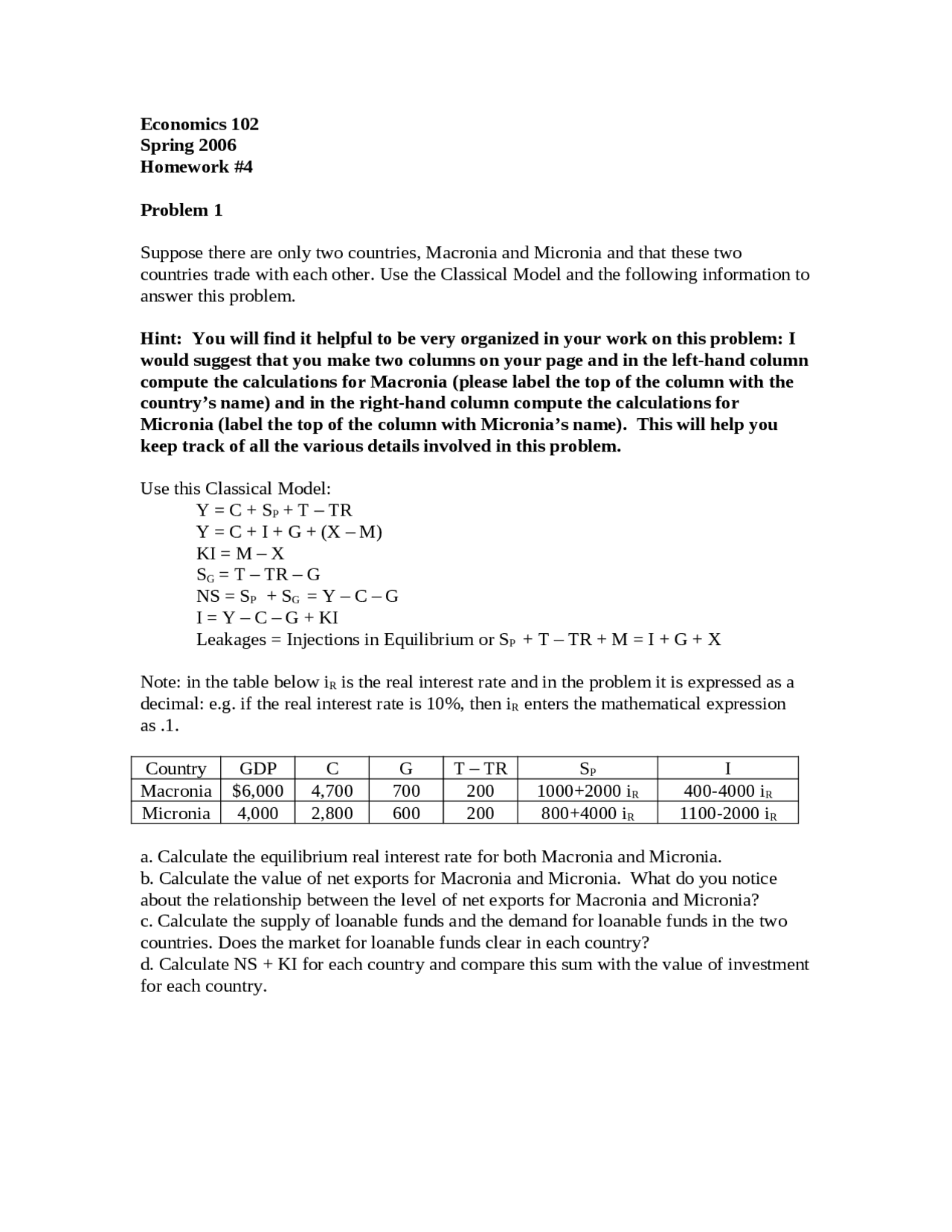 Problems On Principles Of Macroeconomics With Solutions Econ 102