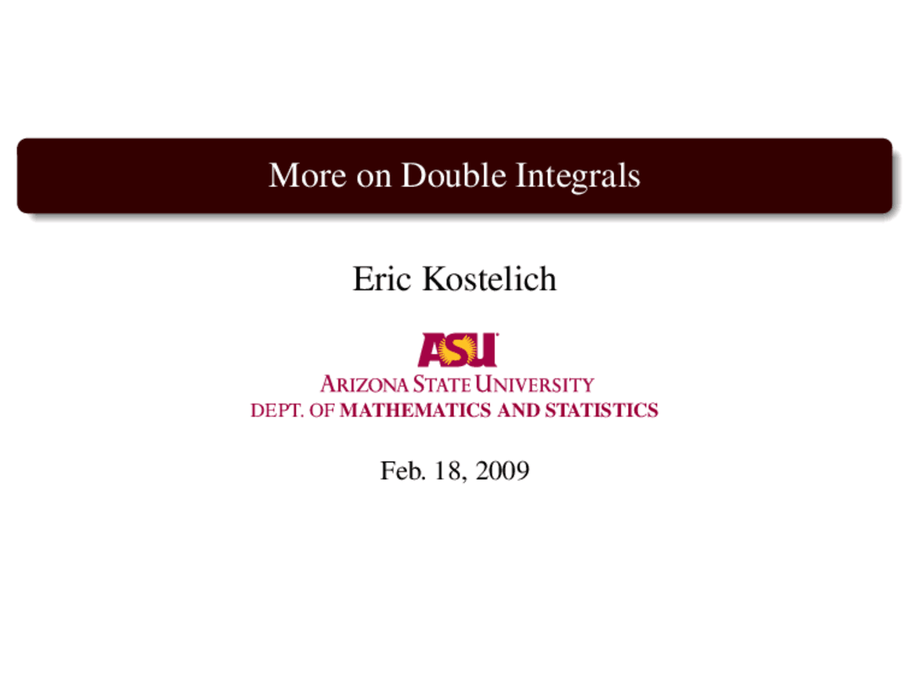 More On Double Integrals Lecture Slides Mat 272 Docsity
