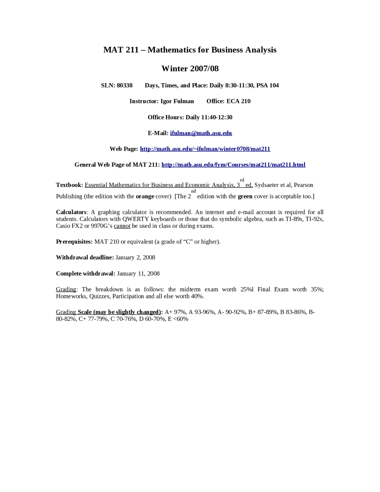 Midterm Review Sheet For Math For Business Analysis Mat 211 Docsity
