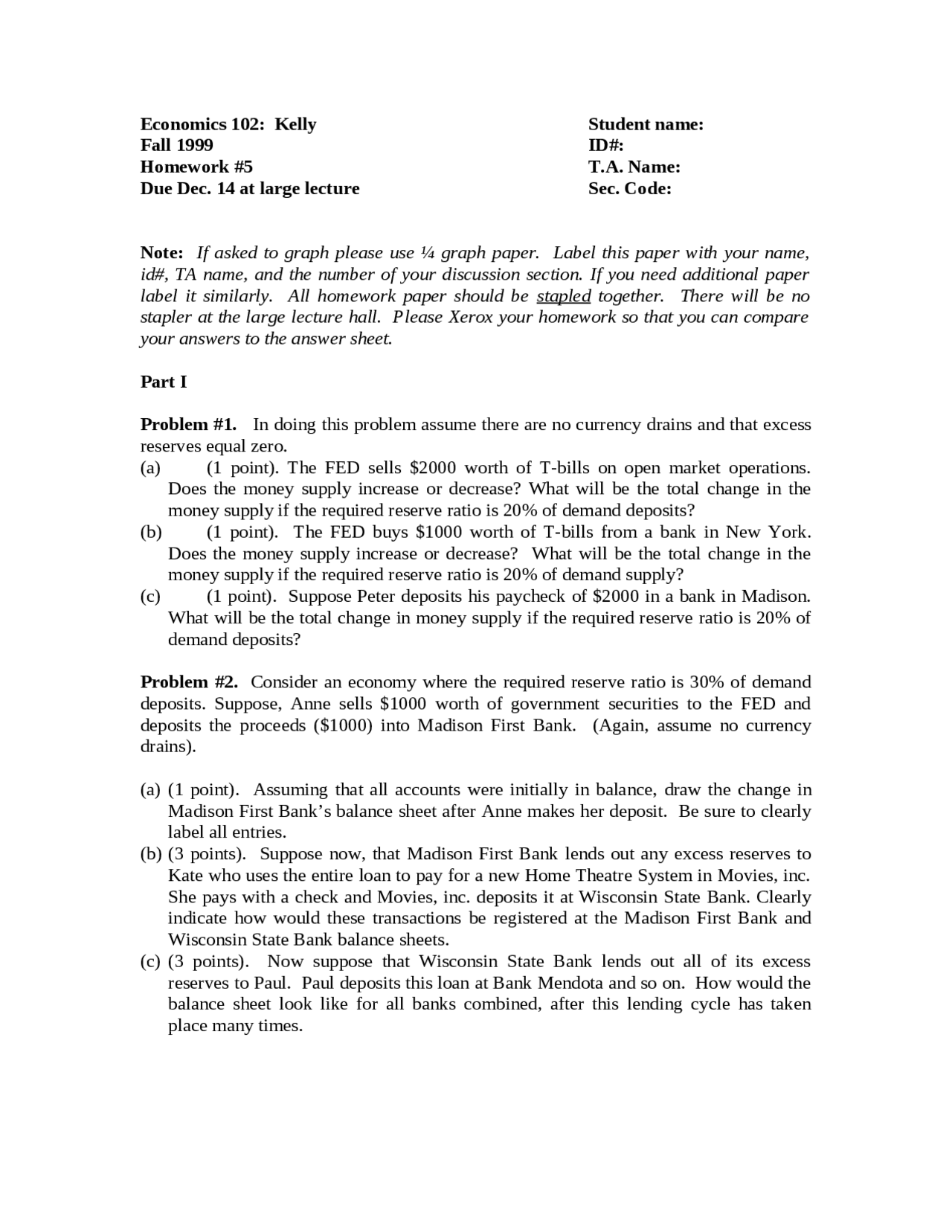 Homework 5 Problems Unsolved Principles Of Macroeconomics Econ 102