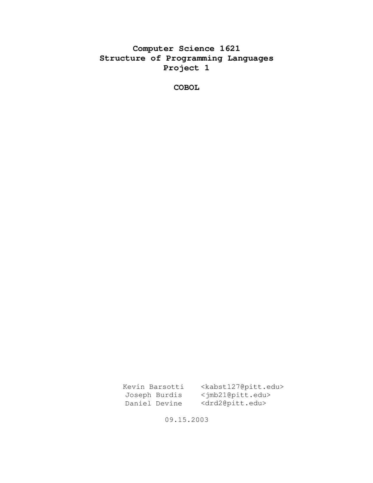 Structure of Programming Language Project 1 | CS 1621 - Docsity