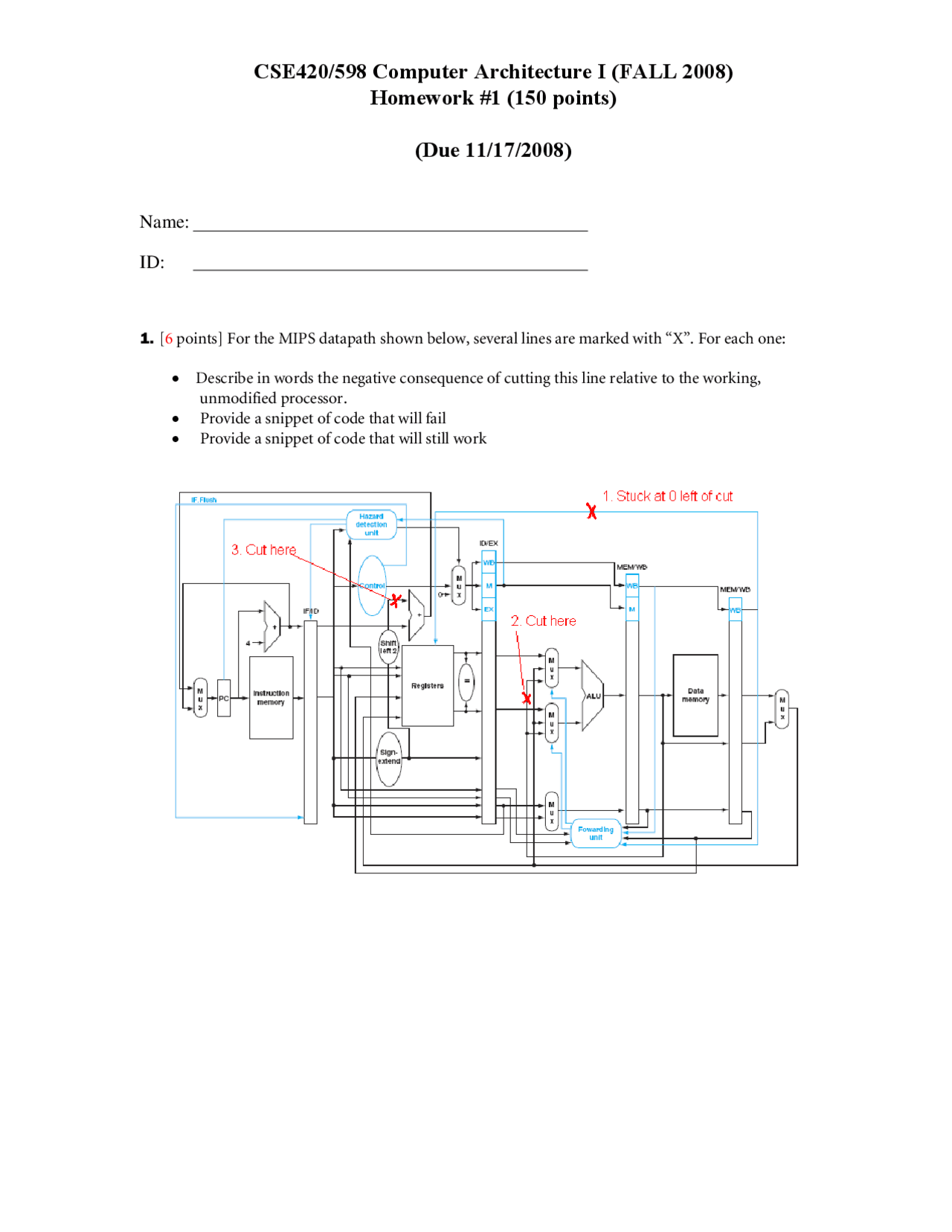 Questions On Processor Of Computer Architecture I Assignment 1 Cse 420 Docsity 