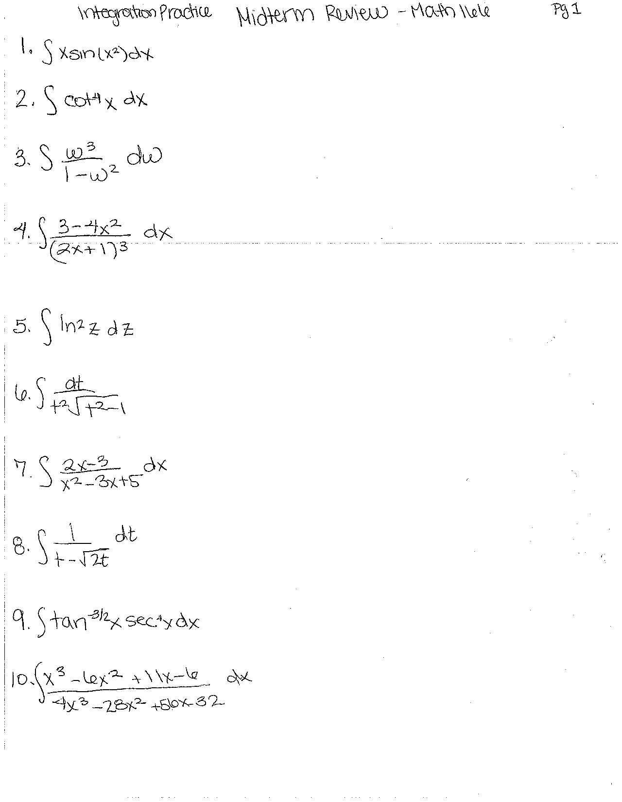 Calculus Ii Midterm Review Questions Math 166 Docsity