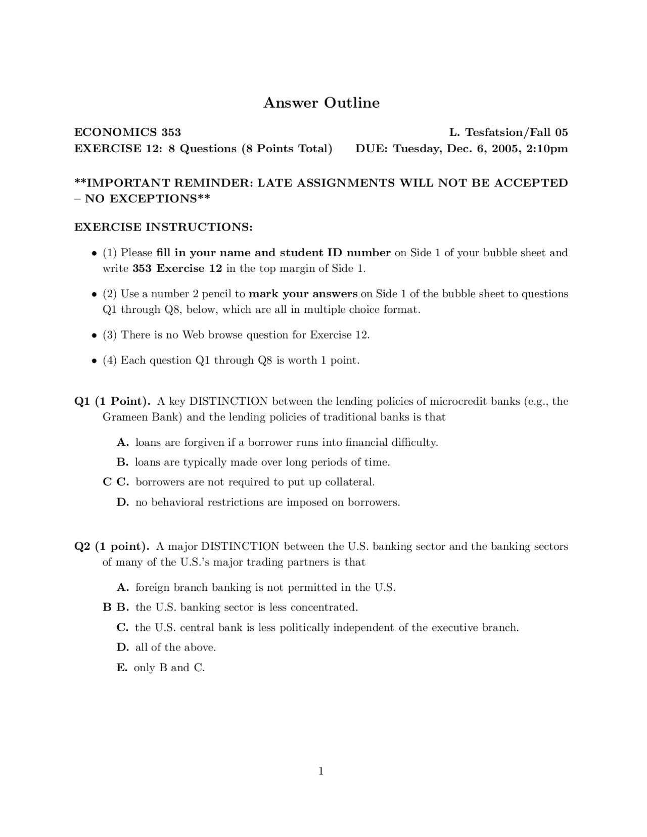 8 Questions With Solutions In Exam Money Banking And Financial