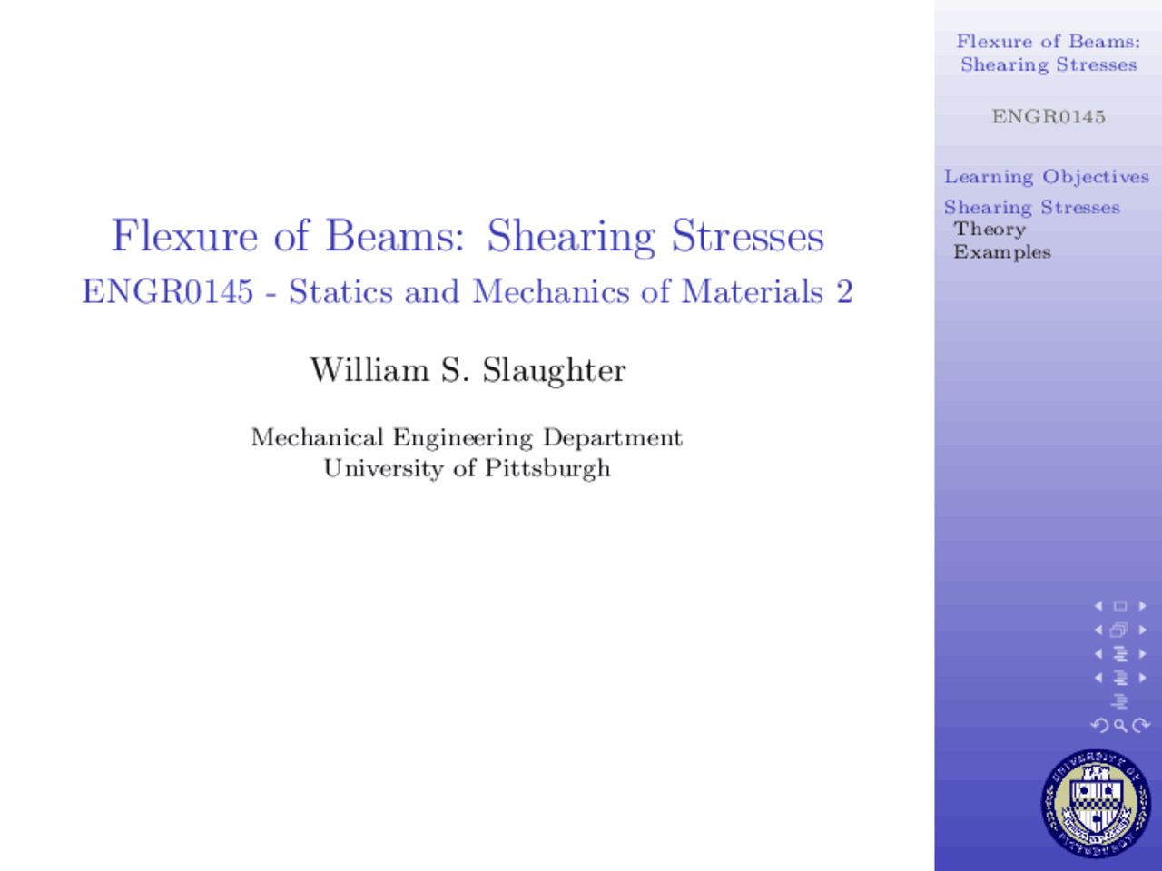 Shearing Stresses - Flexure Beams - Lecture Notes | ENGR 0145 | Study ...
