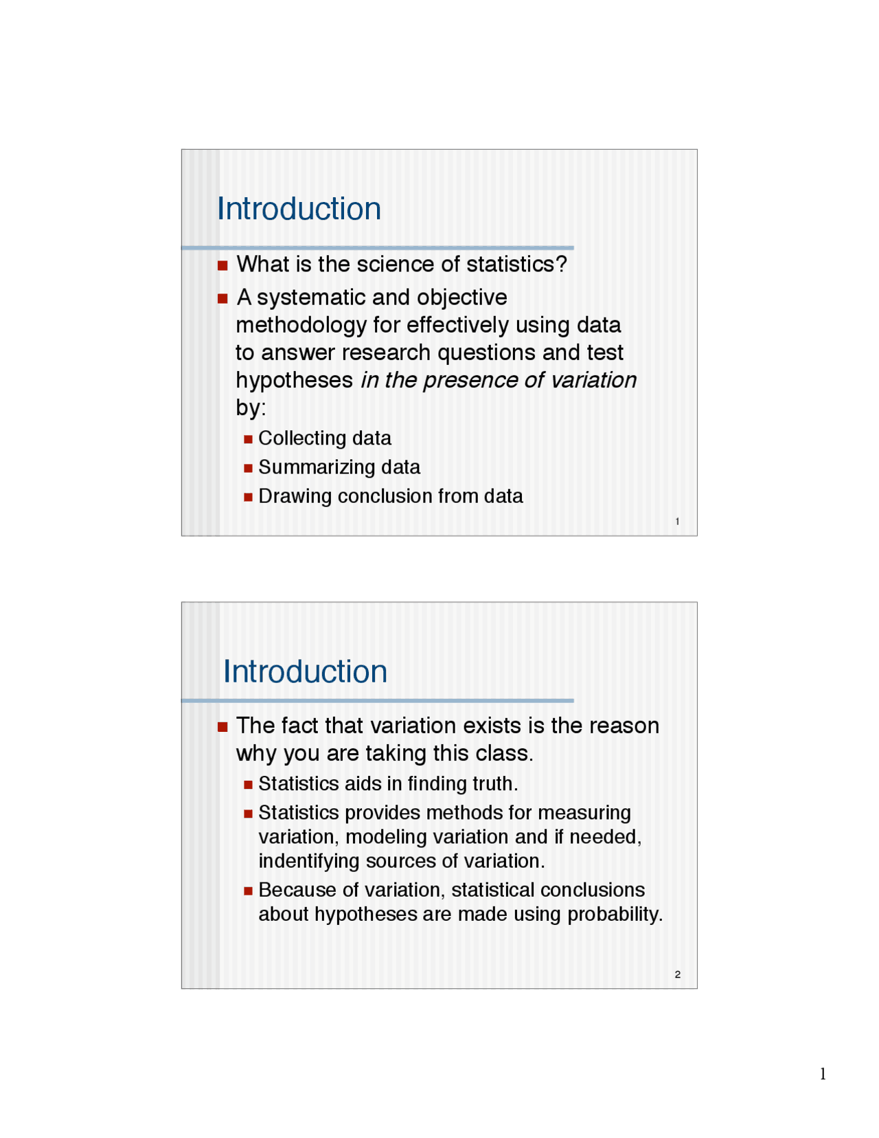 Introduction to Science of Statistics - Business Statistics I - Exam ...