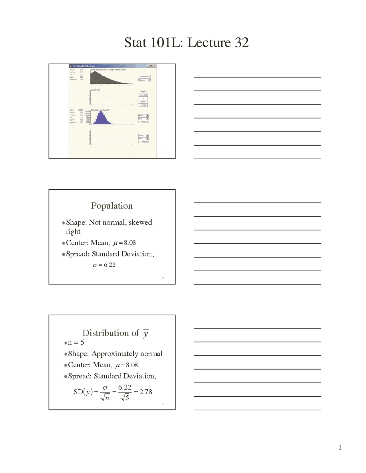 Population - Principles of Statistic - Lecture Slides | STAT 101 - Docsity
