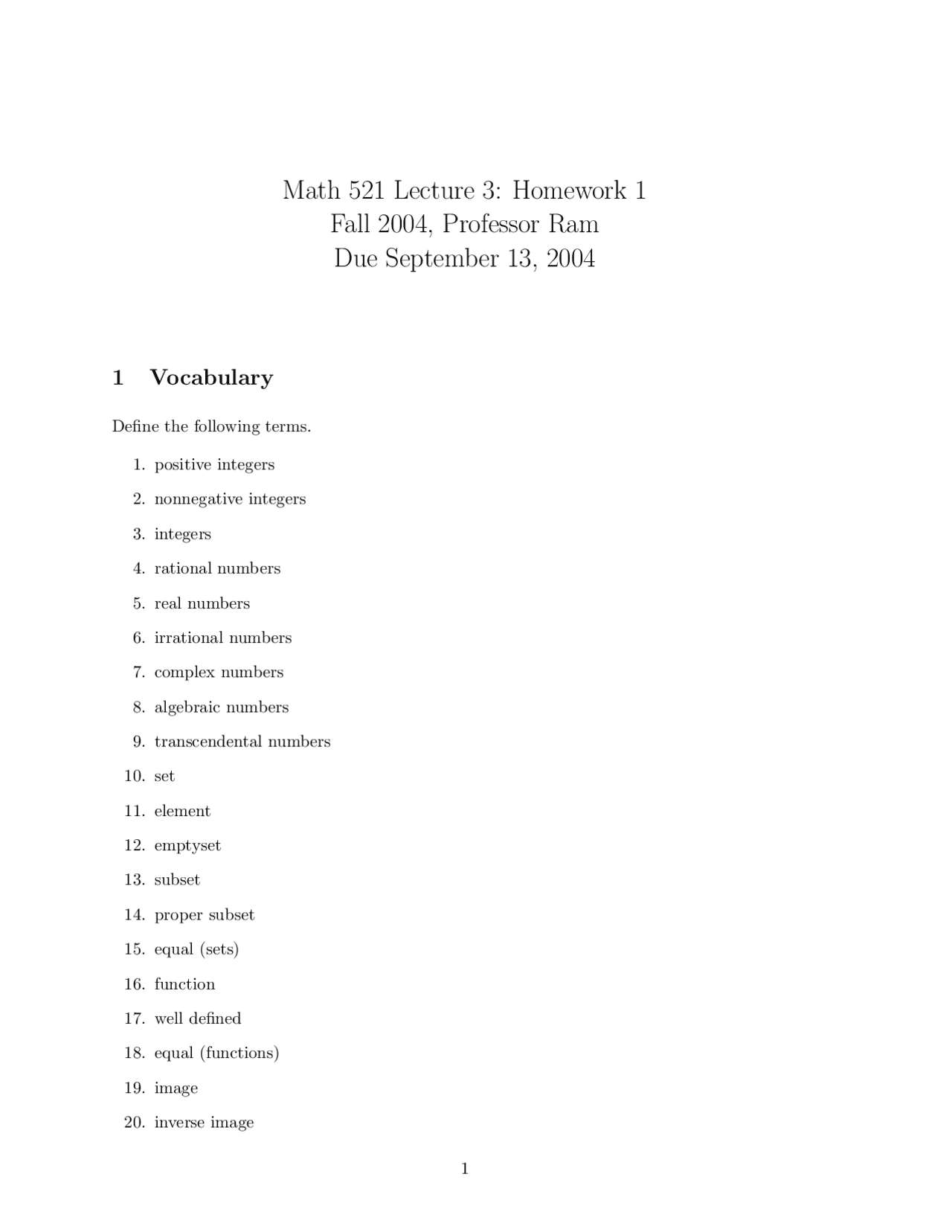 Practice Homework 1 Analysis I Math 521 Docsity