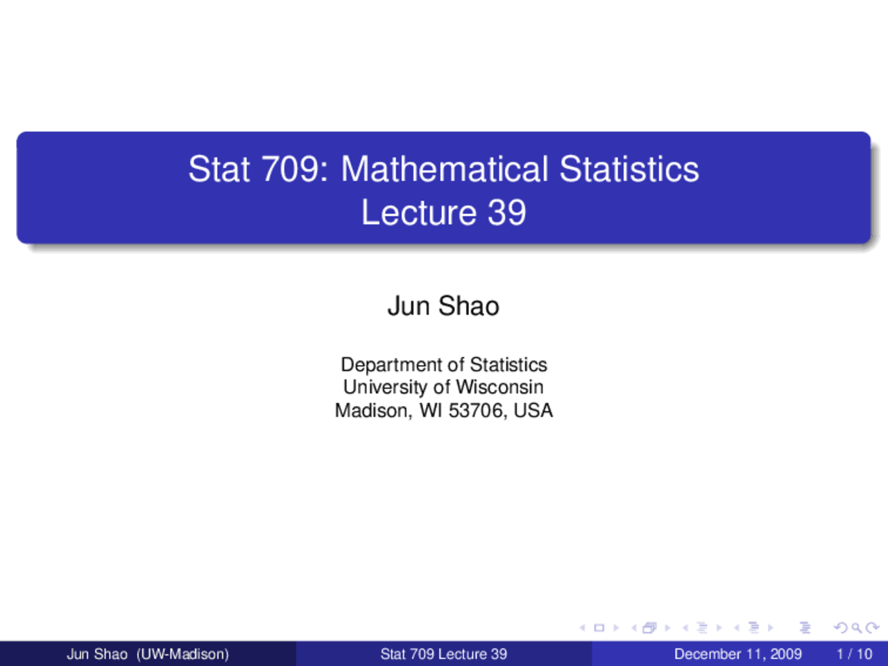 The Method of Moments - Lecture Slides - Mathematical Statistics | STAT ...