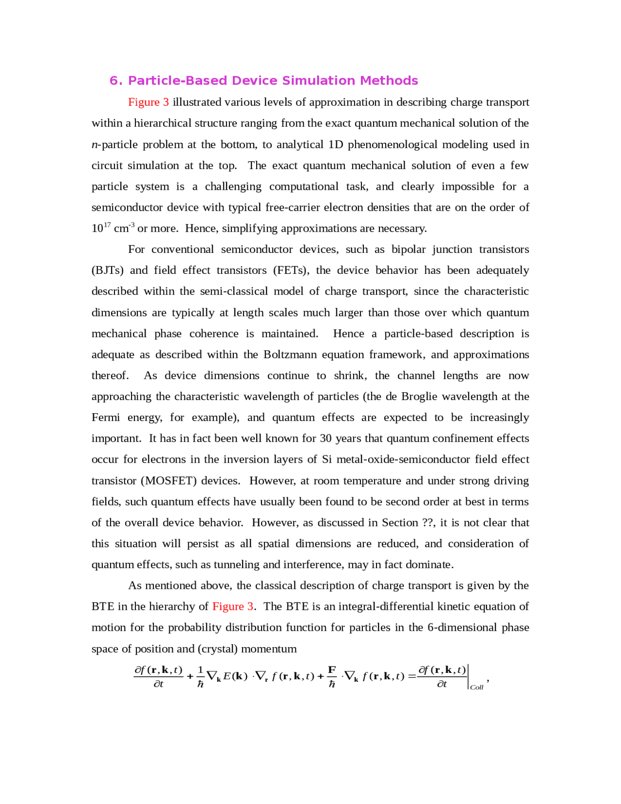 Particle Based Device Simulation Methods Lecture Notes The 100