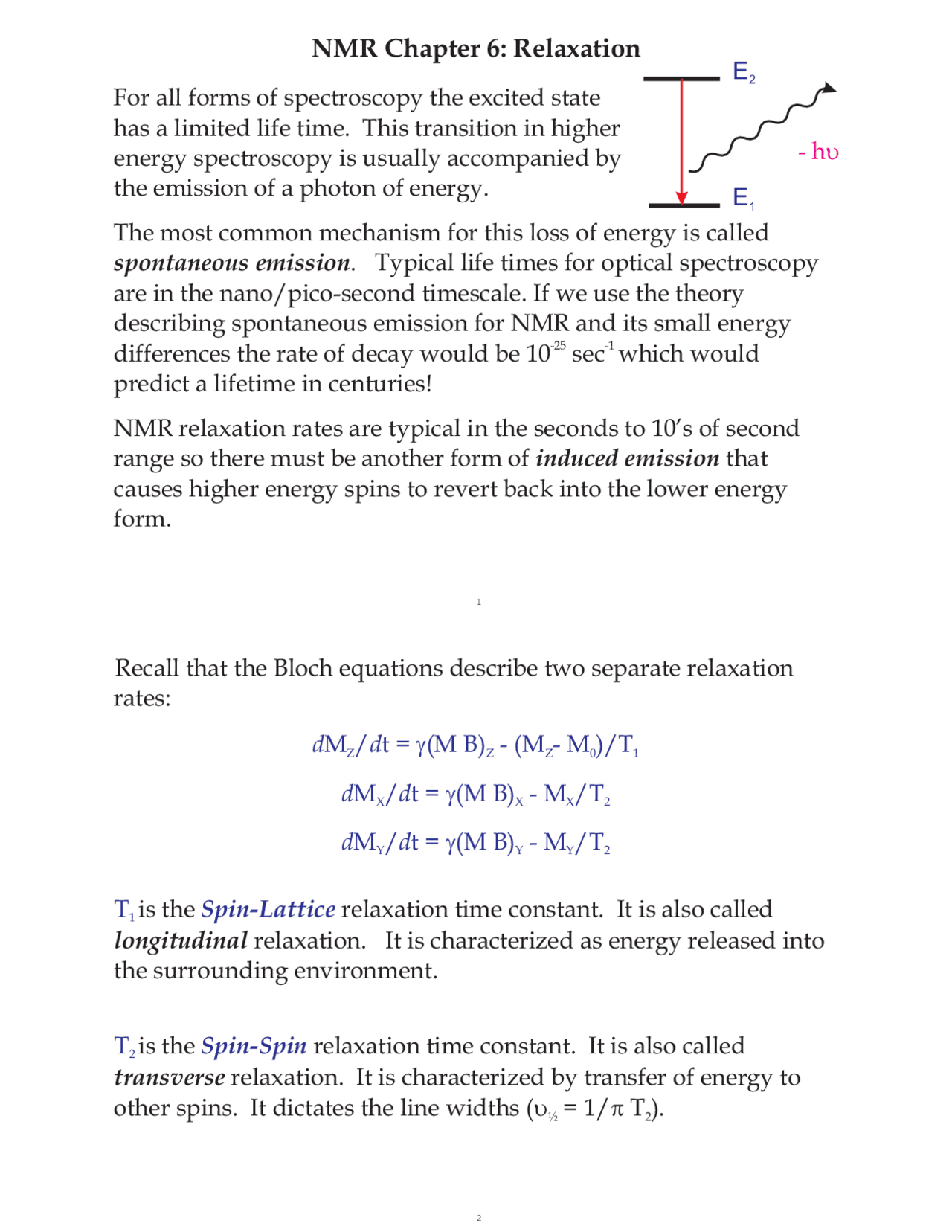 Notes On Relaxation Photothermal Spectroscopy Methods Chem 729