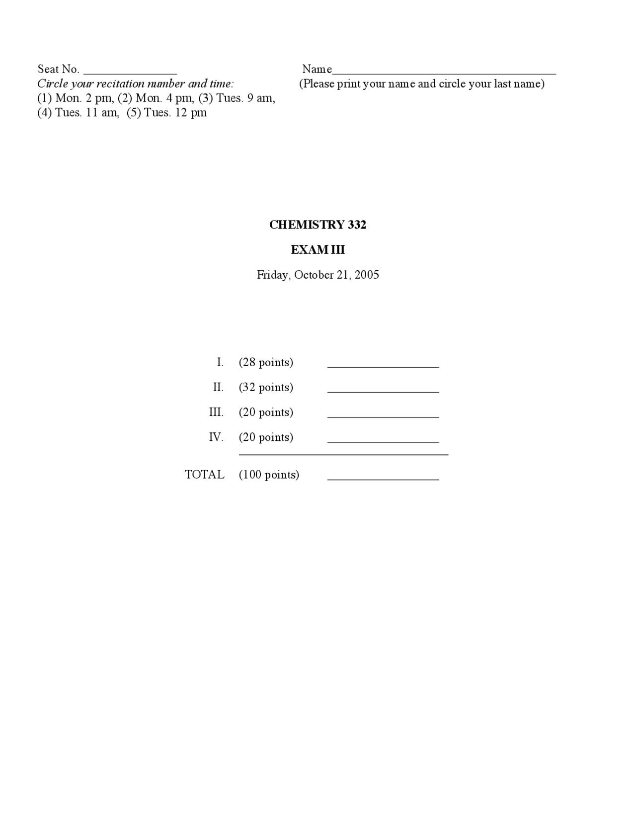 Exam 3 Review Questions Organic Chemistry Ii Chem 332 Docsity