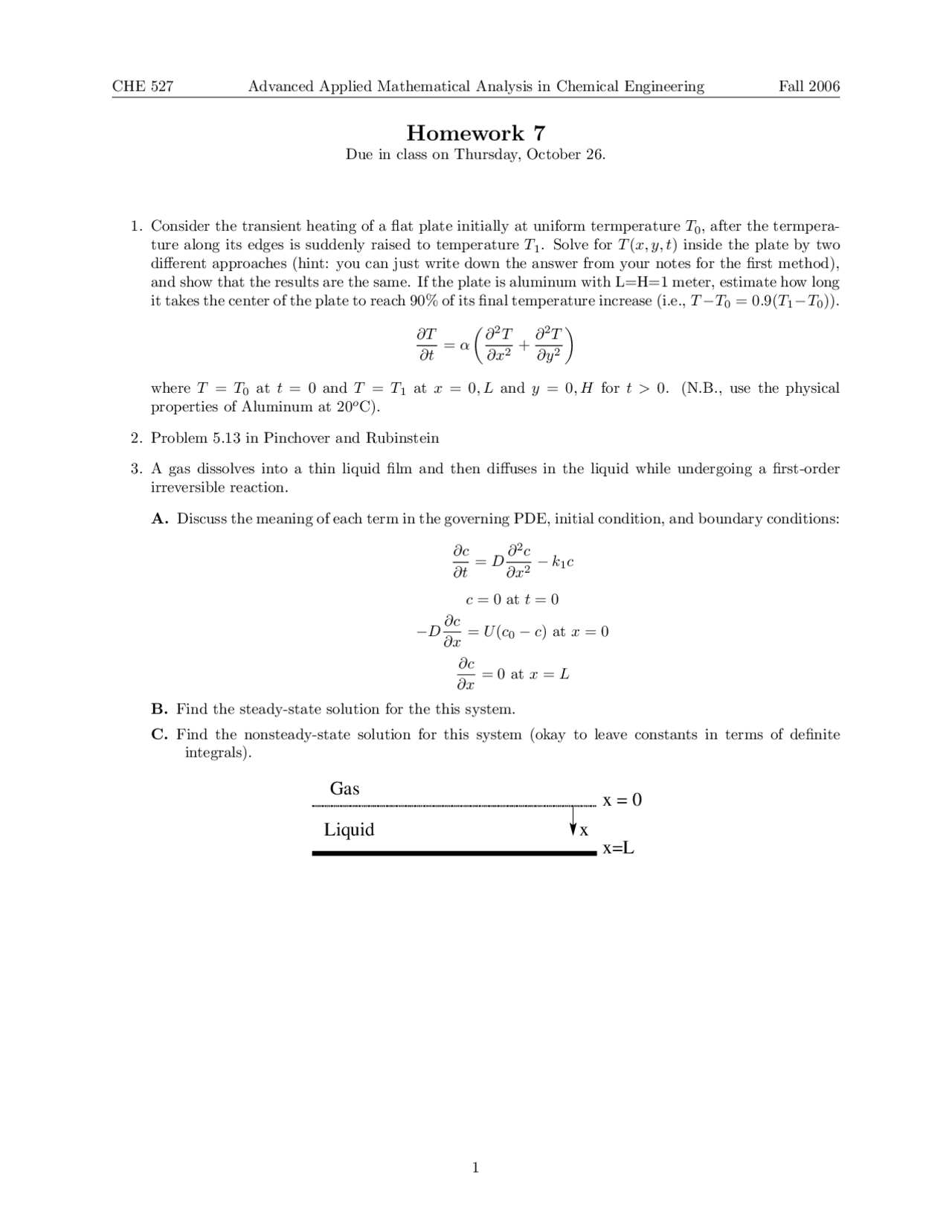 Homework 7 Advanced Applied Mathematical Analysis In Chemical