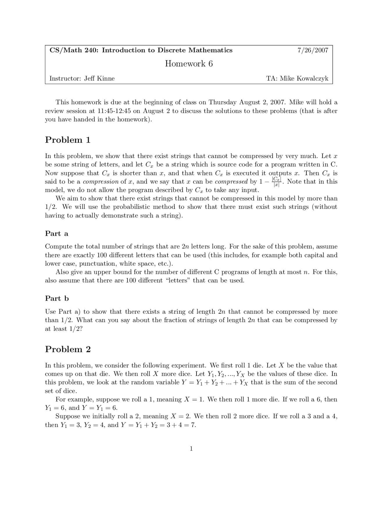 Problems On Introduction To Discrete Mathematics Homework 6 Math