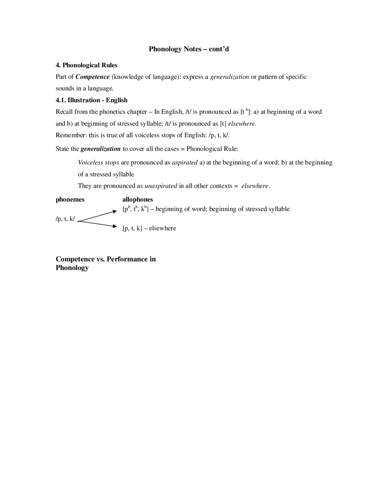 Phonological Rules Of Linguistics L Lecture Notes Ling 101 Docsity