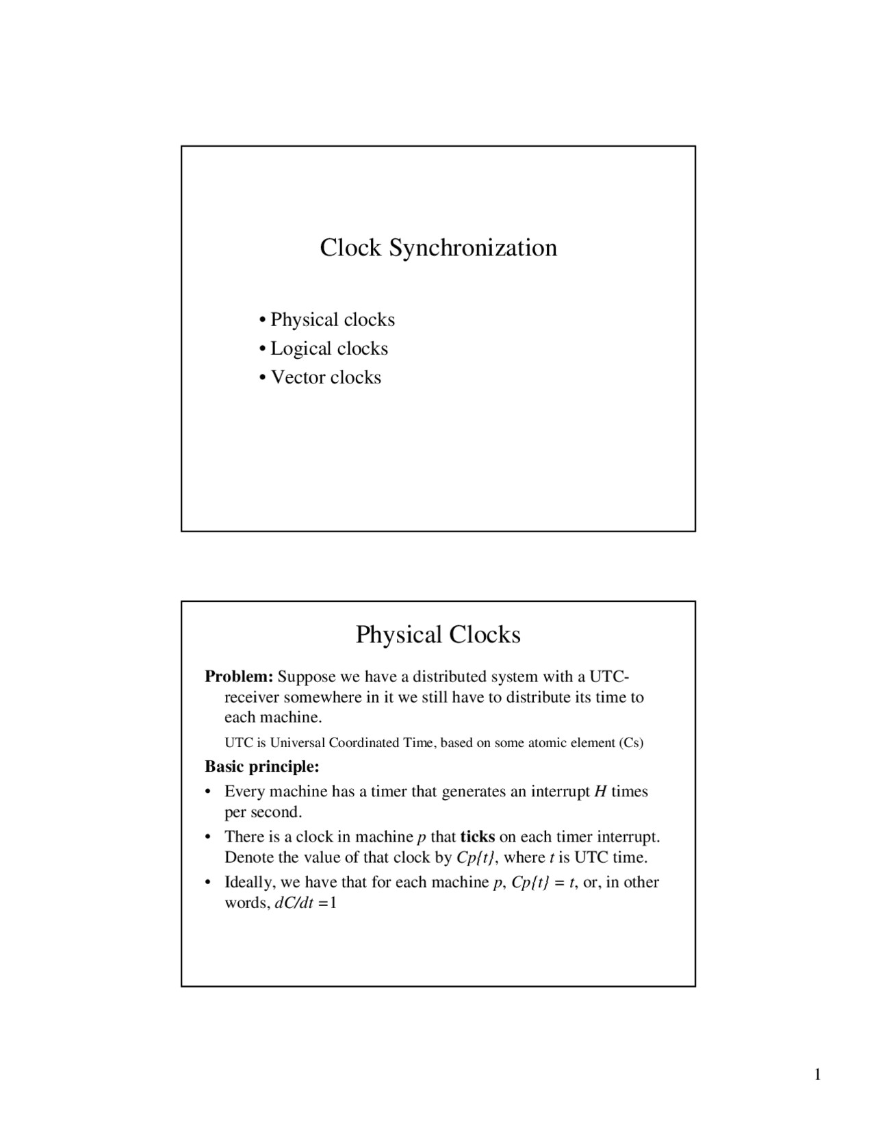 Clock Synchronization Lecture Slides Cs 2510 Docsity