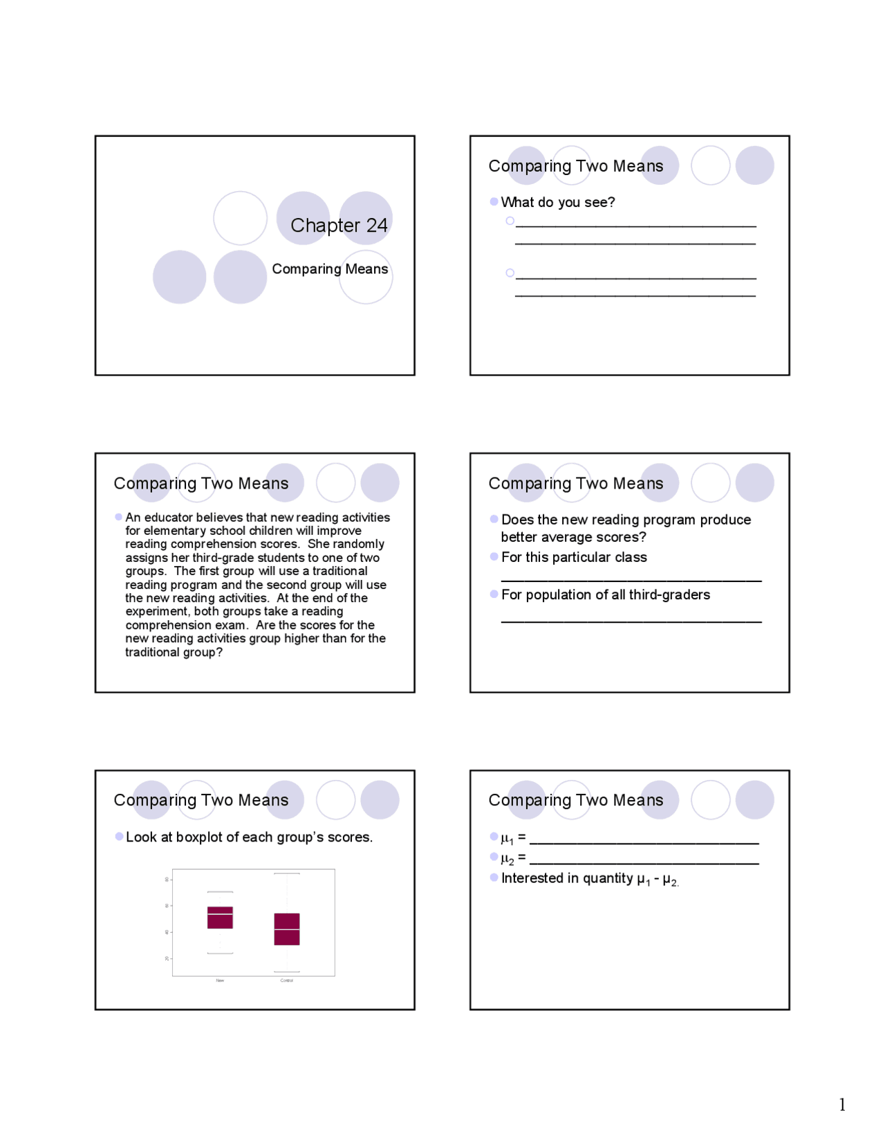 Comparing Means Principles Of Statistics Lecture Slides Stat 101