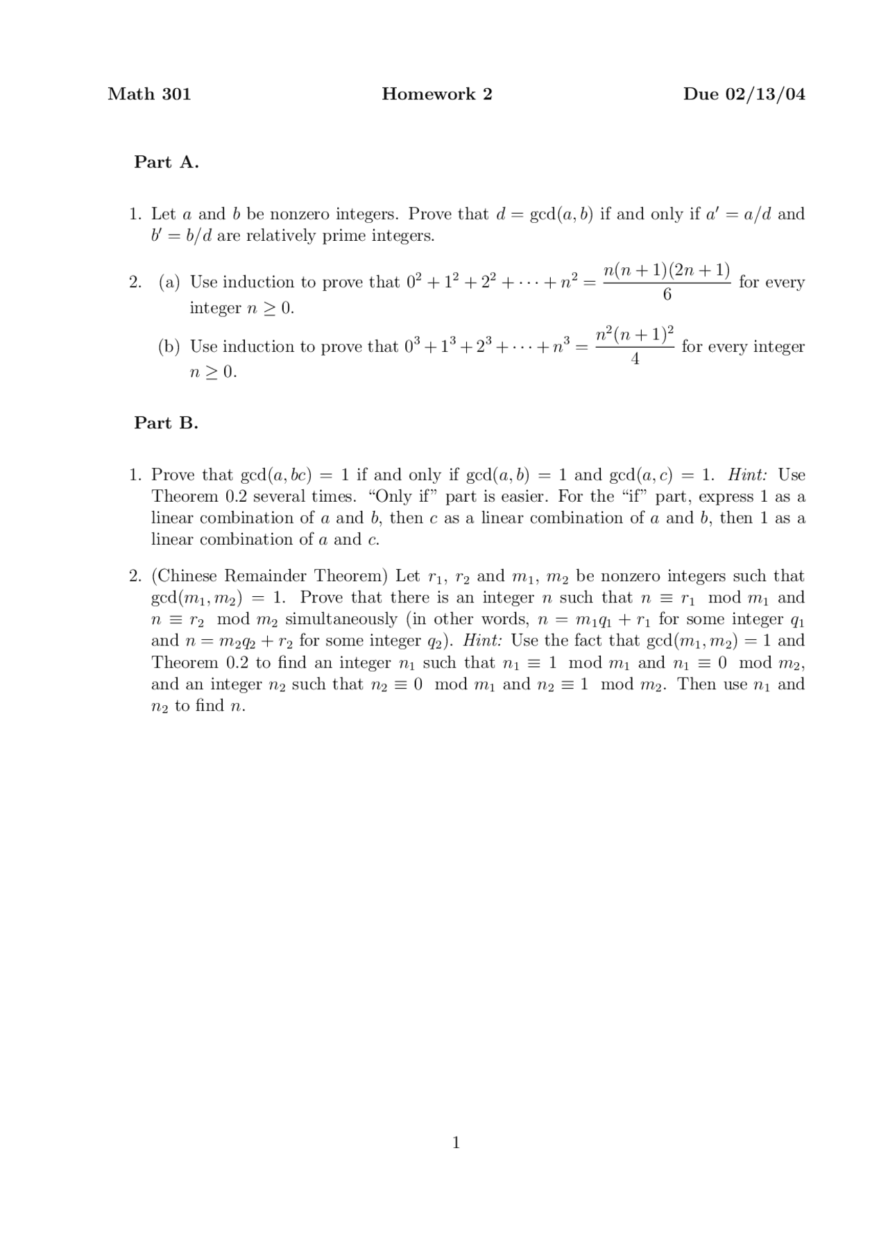 Assignment 2 with Solutions for Abstract Algebra I | MATH 301 - Docsity
