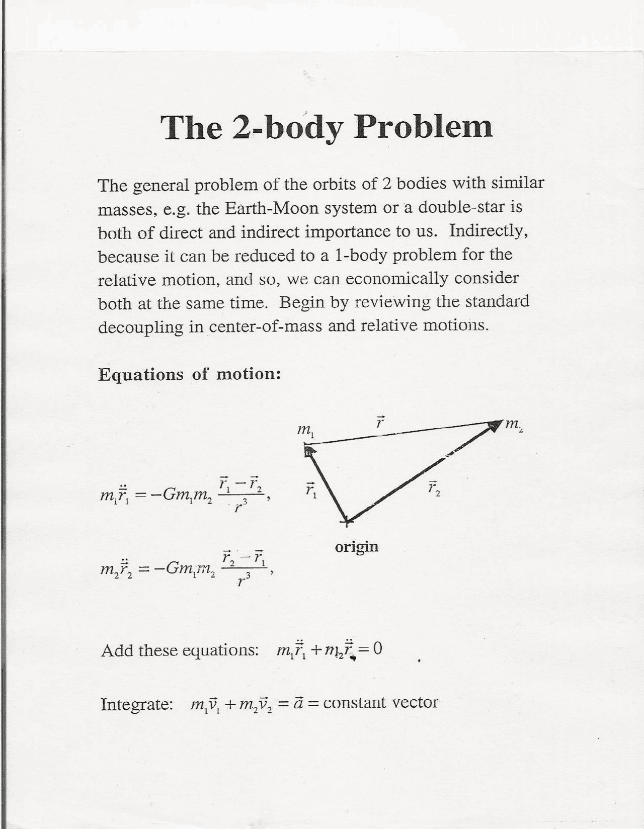The 2 Body Problem - Solar System Astronomy | ASTRO 342 - Docsity