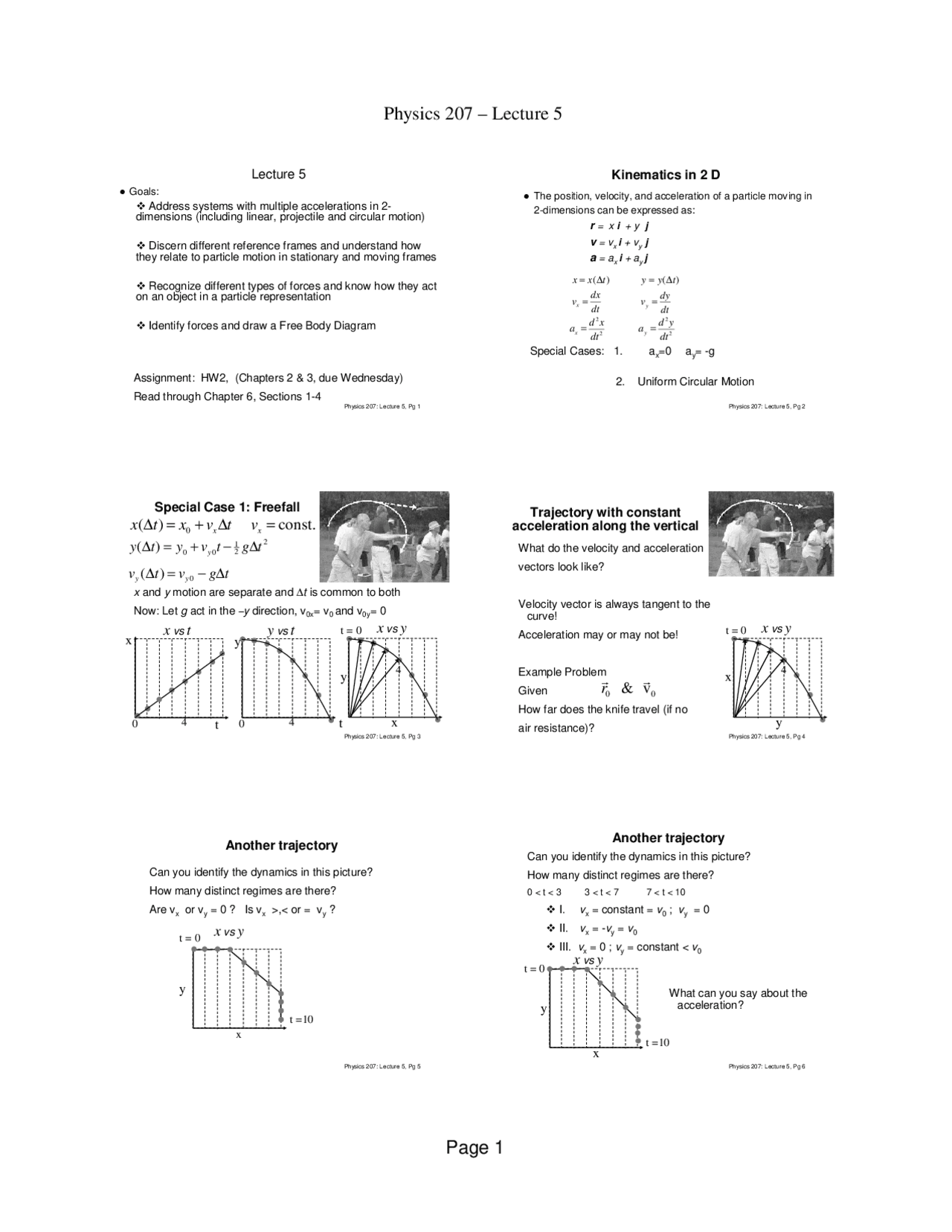 Notes on Kinematics in 2D - General Genetics | PHYSICS 207 - Docsity