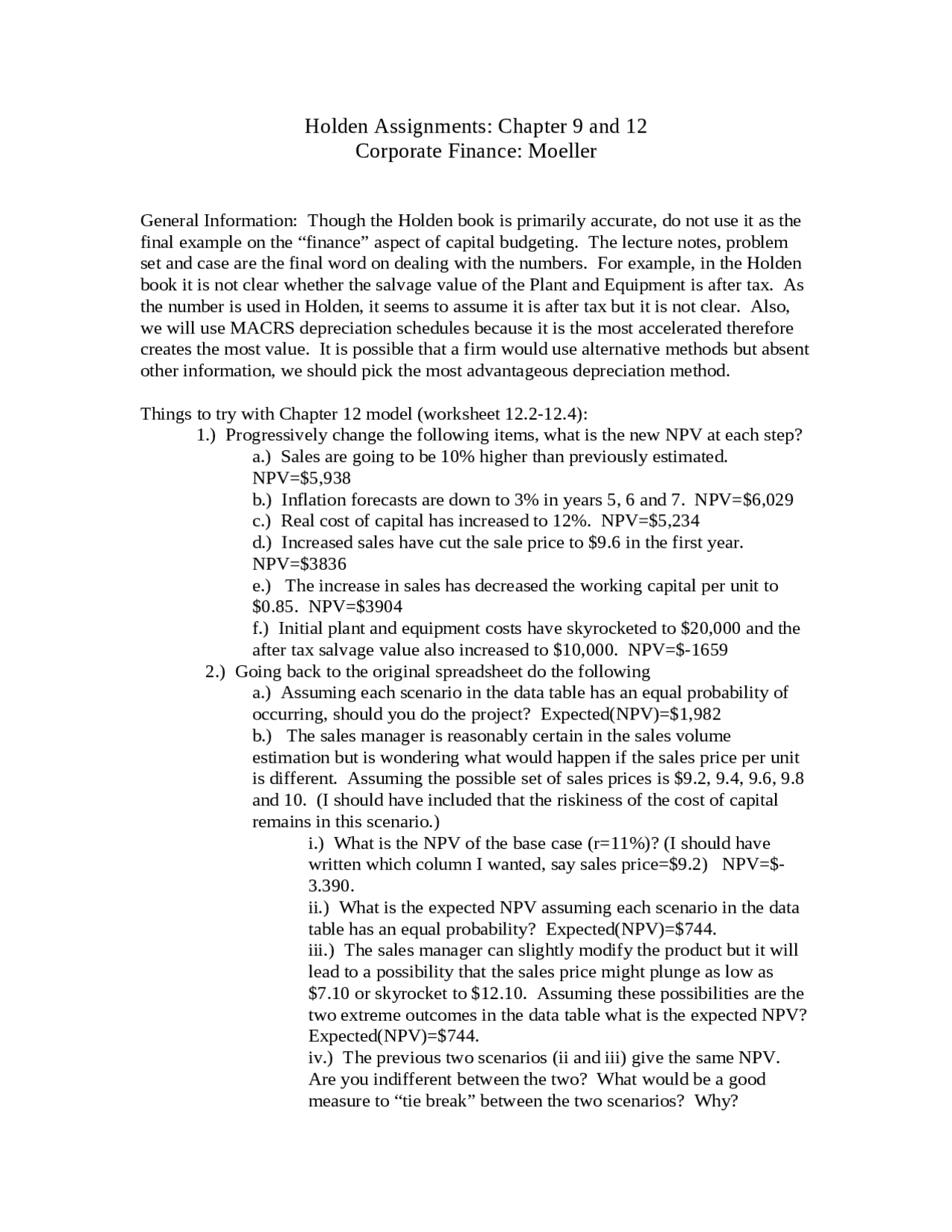 Corporate Finance Notes For Assignment Busfin 1311 Docsity