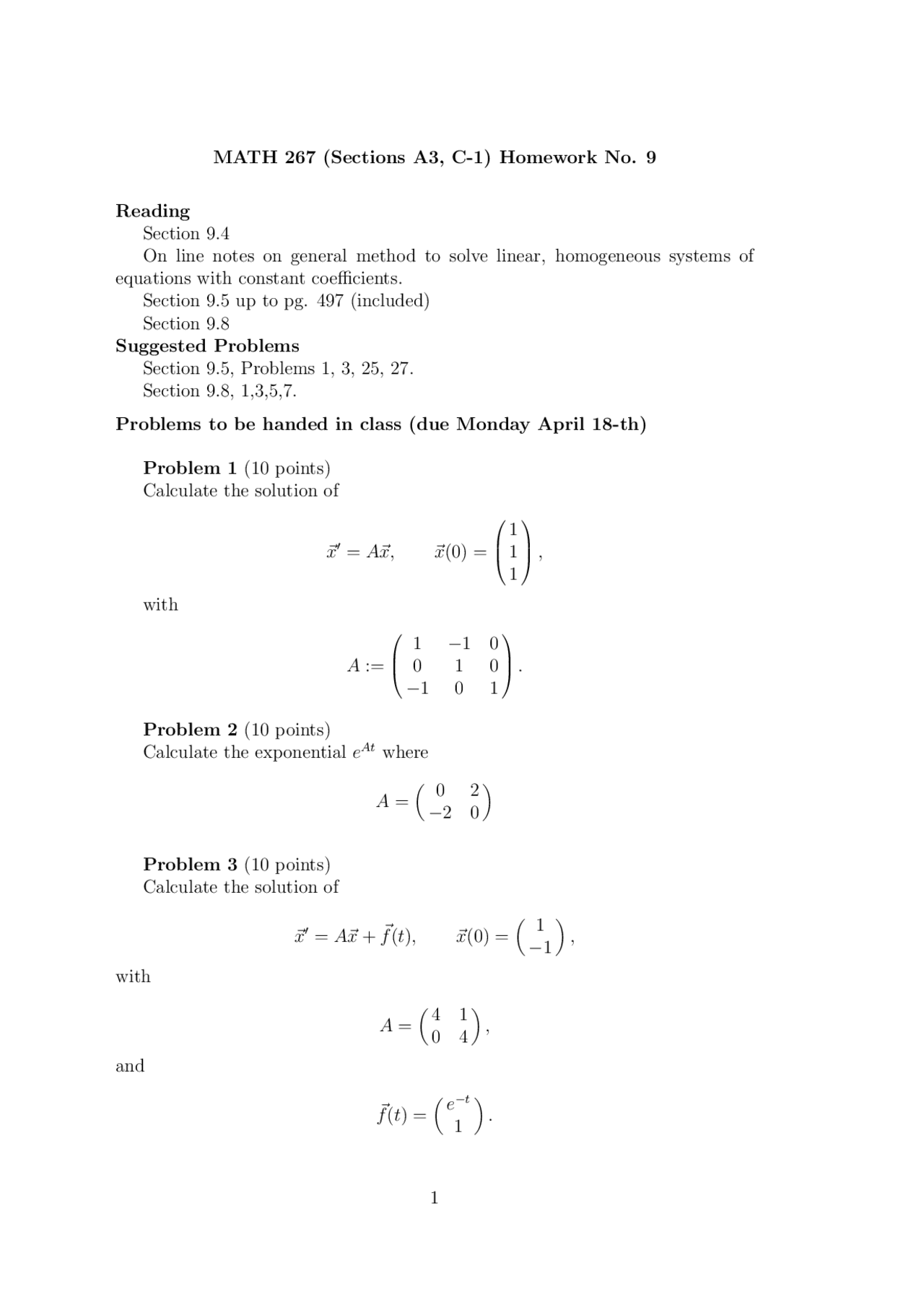 Homework Questions Differential Equations And Transforms Math 267