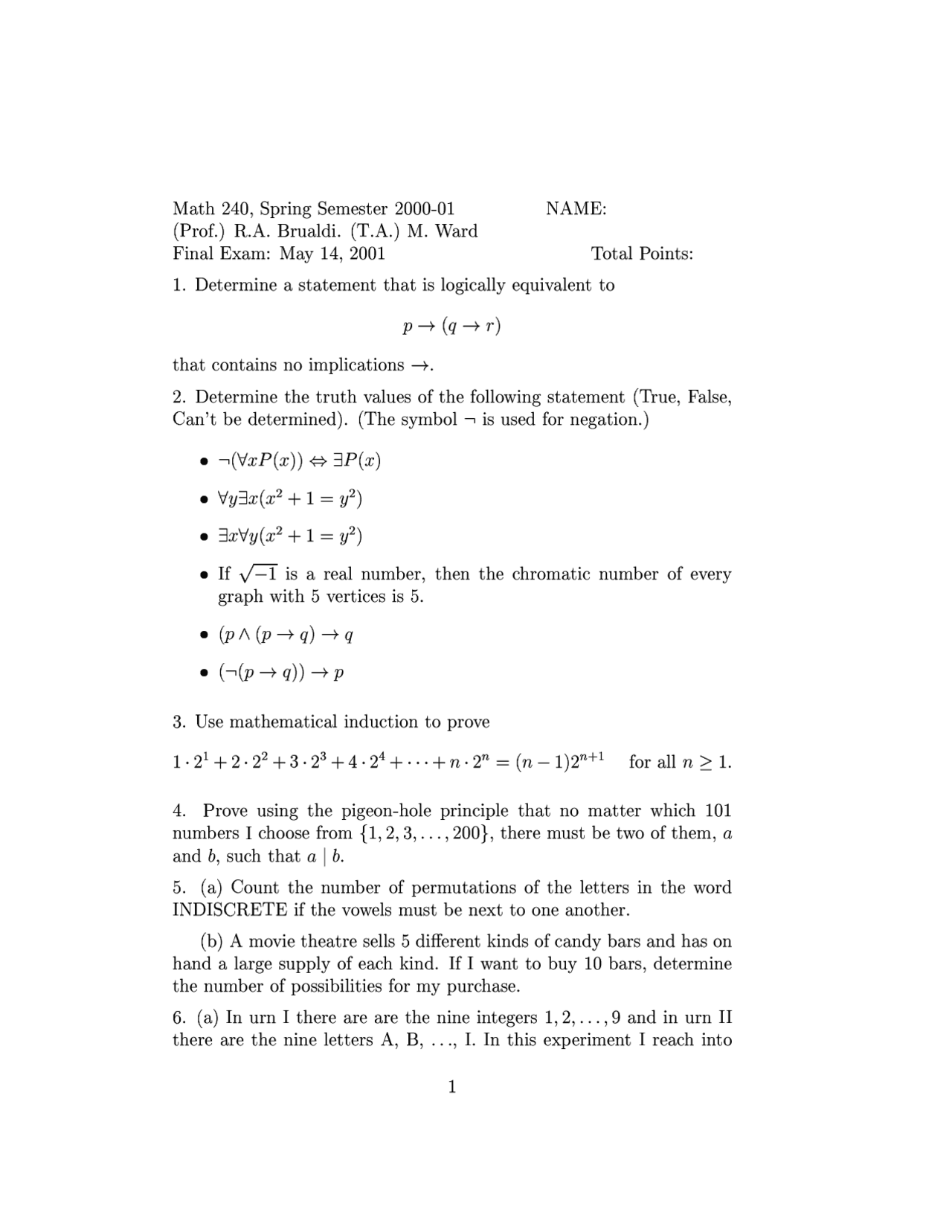15 Solved Questions For Final Exam Introduction Discrete Mathematics