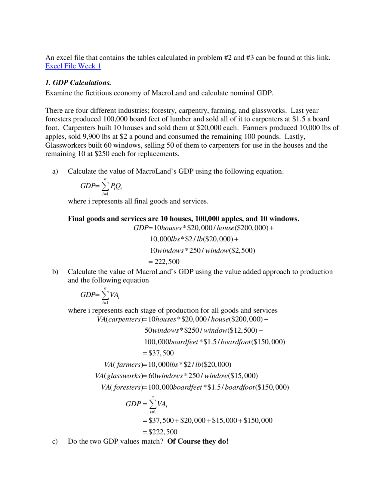 Questions on GDP Calculations, Real GDP, Nominal GDP, Deflator - Exam ...