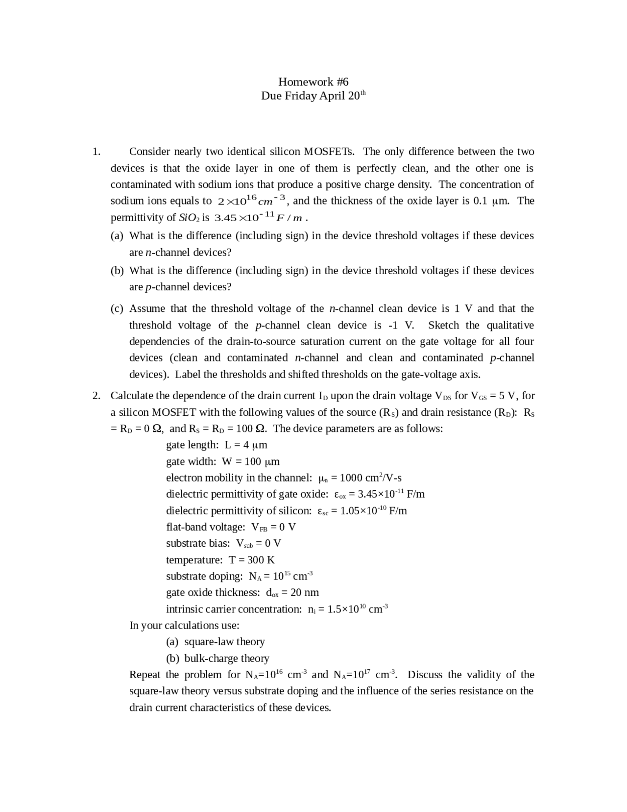 3 Problems in Assignment 6 on Properties of Electronic Materials | EEE 352 | Assignments ...