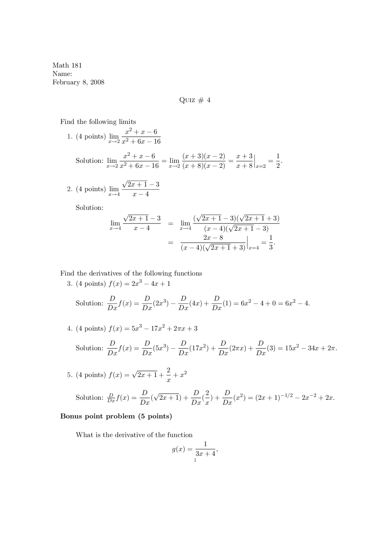Quiz 4 Solved Questions Life Science Calculus And Model I Math 181