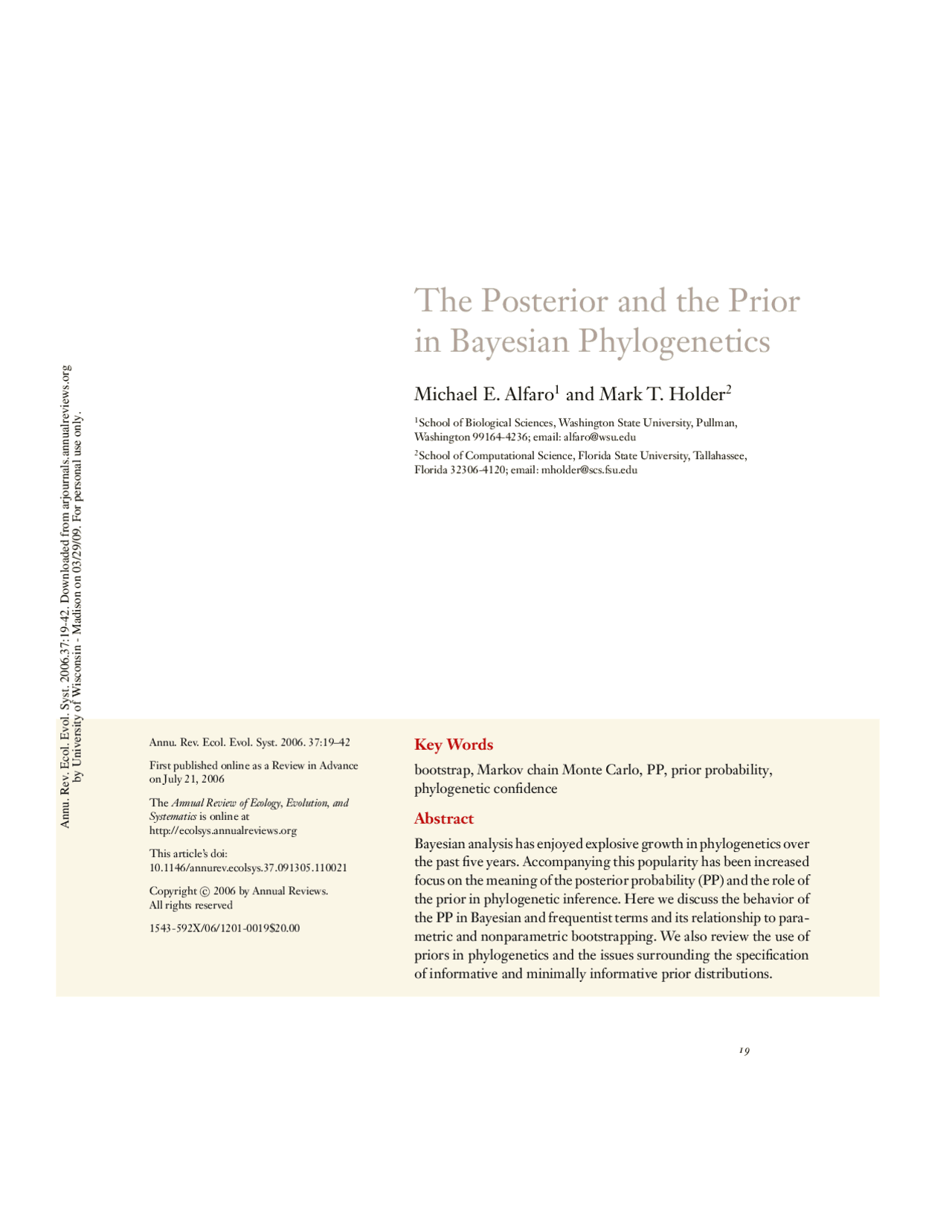 The Posterior and the Prior in Bayesian Phylogenetics | BOTANY 563 ...