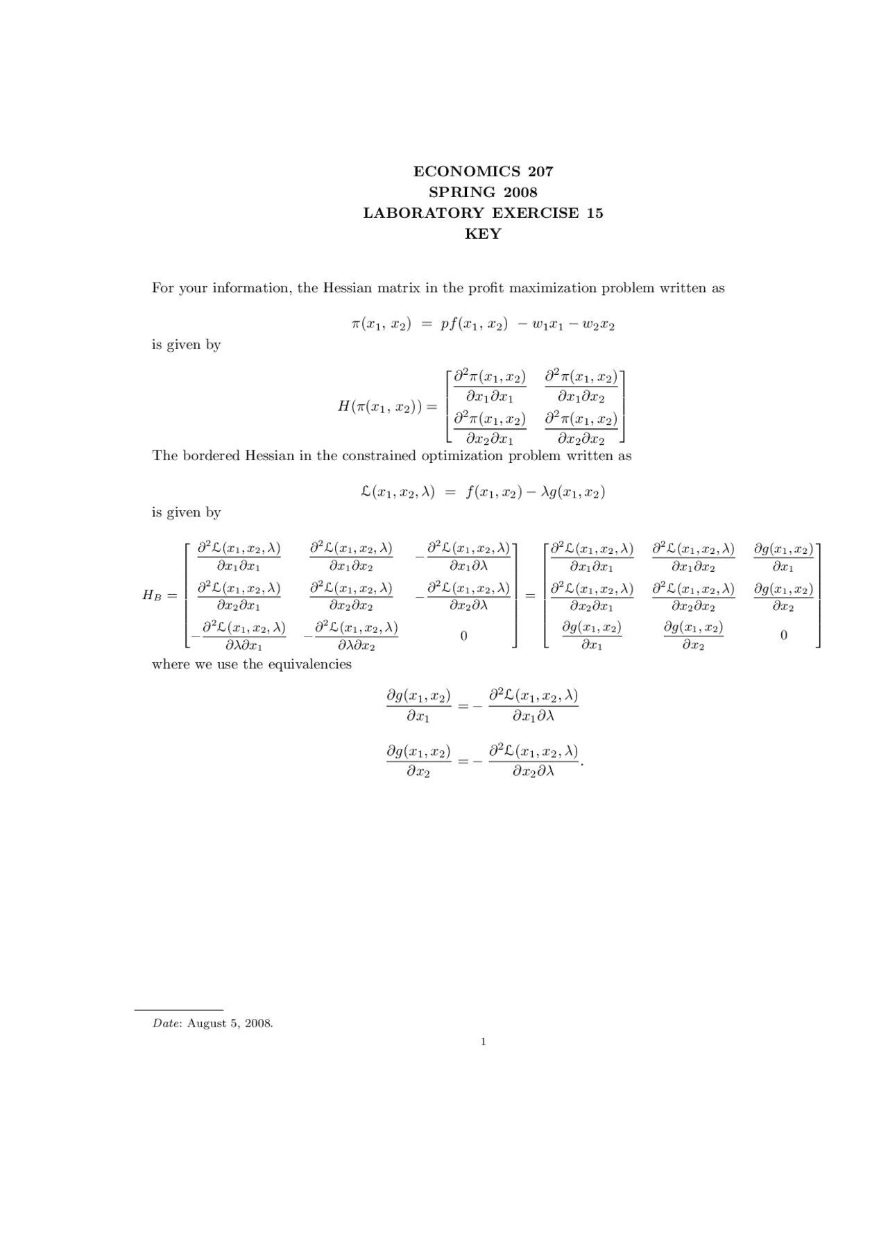 Lab Exercise 15 With Solution For Applied Economics Optimization Econ