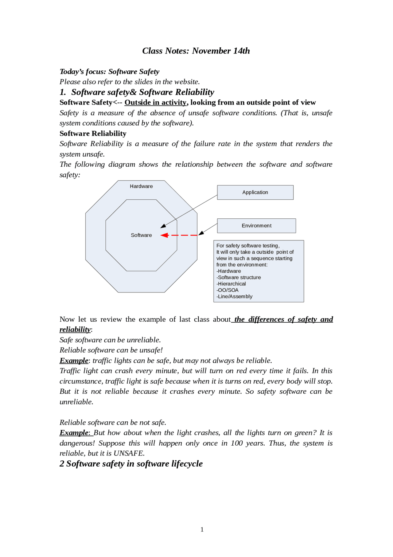 Software Safety Lecture Notes Software Verificationvalidationtest Cse 565 Docsity