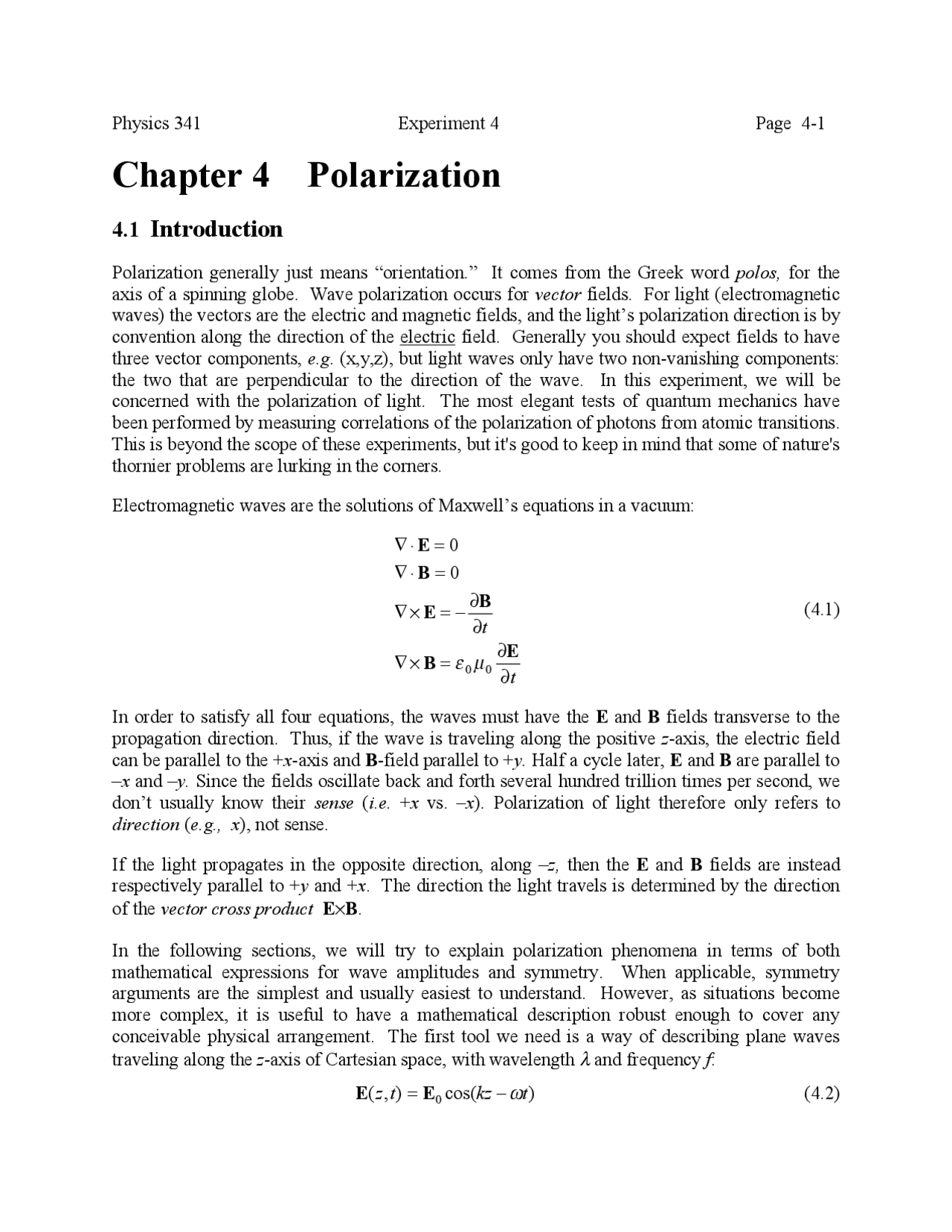 Polarization - Waves, Heat and Light Lab | Lecture Notes | PHYSICS 341 ...