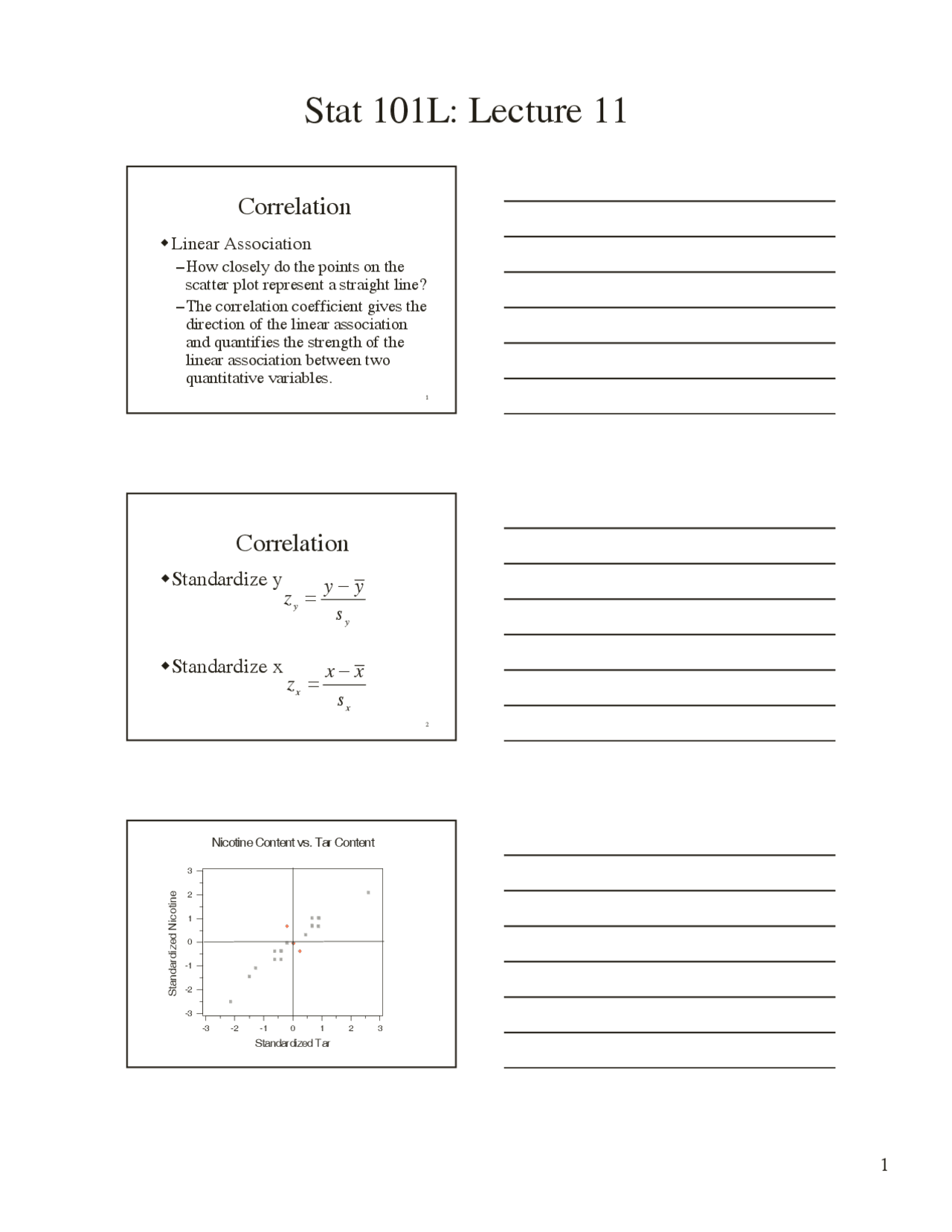 Lecture Slides On Correlation Principle Of Economics Stat 101 Docsity