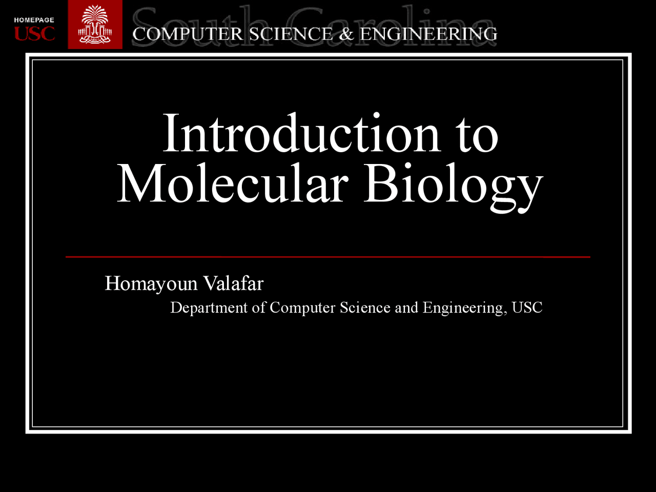 Introduction To Molecular Biology Lecture Slides Csce 769 Docsity