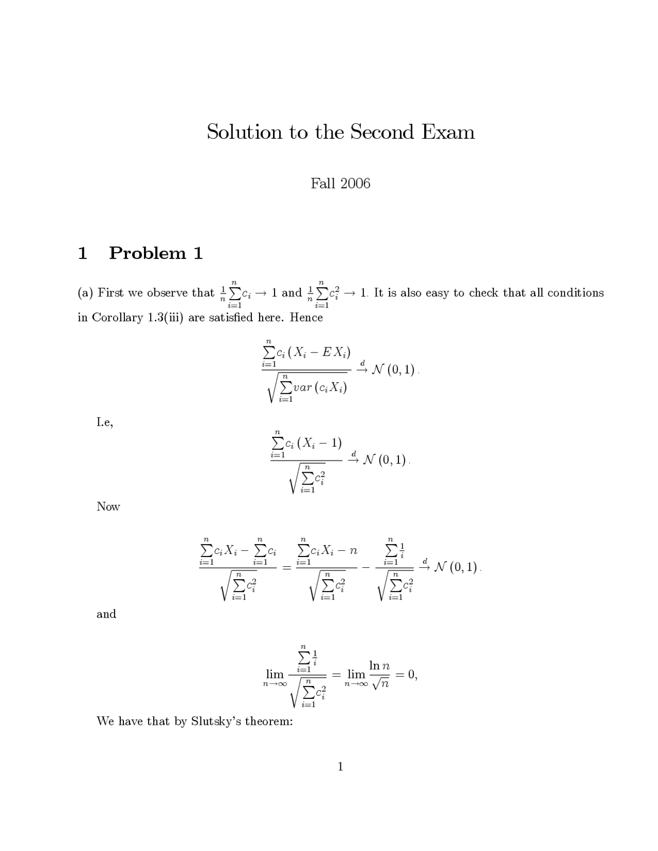 Problems With Solutions On Mathematical Statistics Examination 2