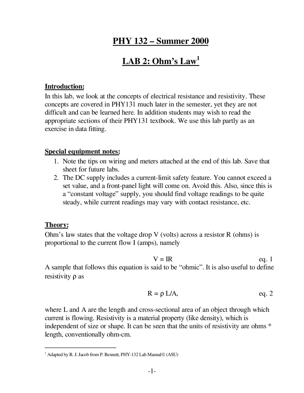 Lab 2: Ohms Law - Universal Physics II: Electricity and Magnetism | PHY ...