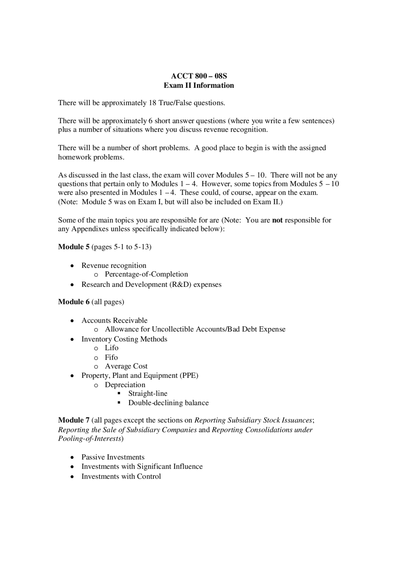 Exam 2 For Modules Financial Reporting And Analysis Notes To Review