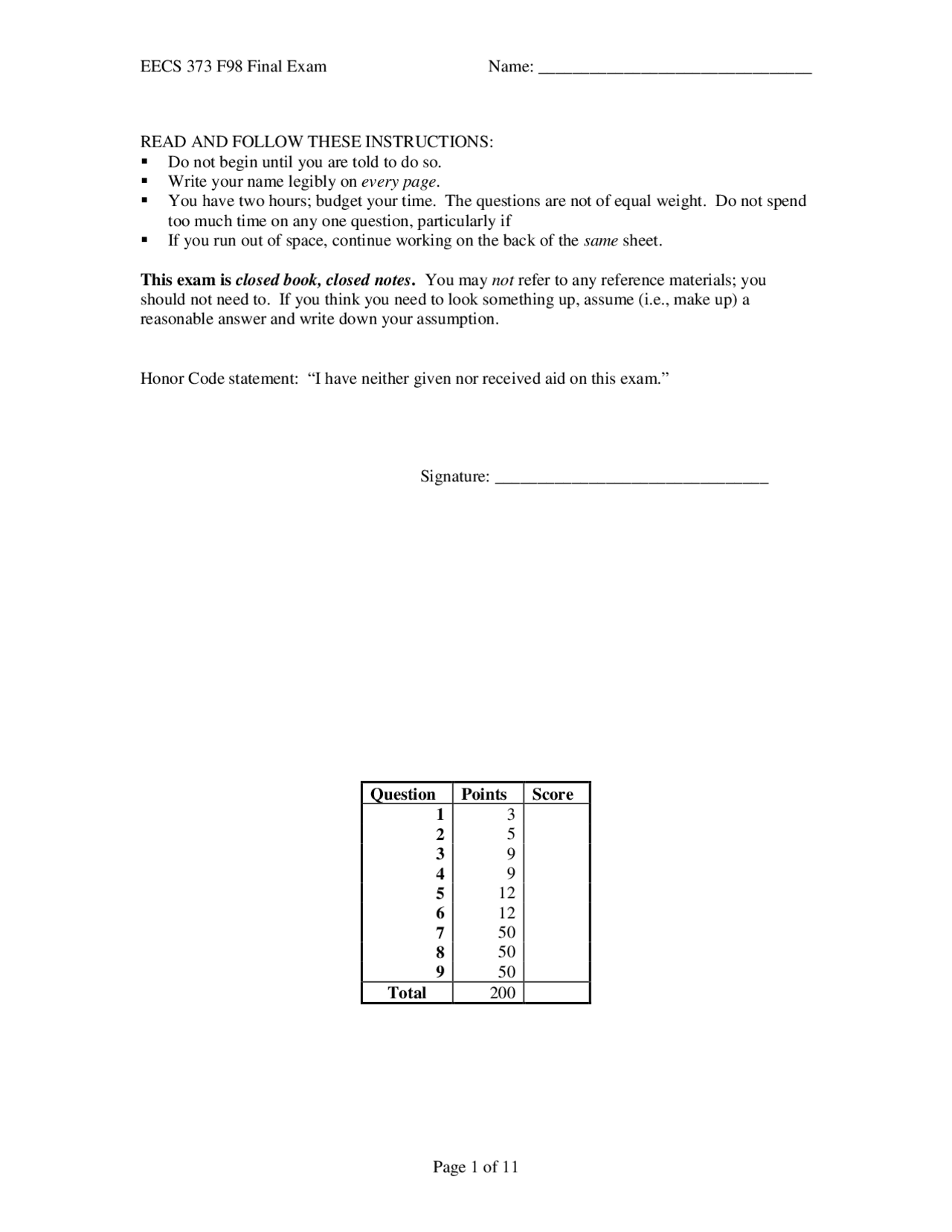 Questions For Answer Final Exam Multi Microprocessor Systems Eecs