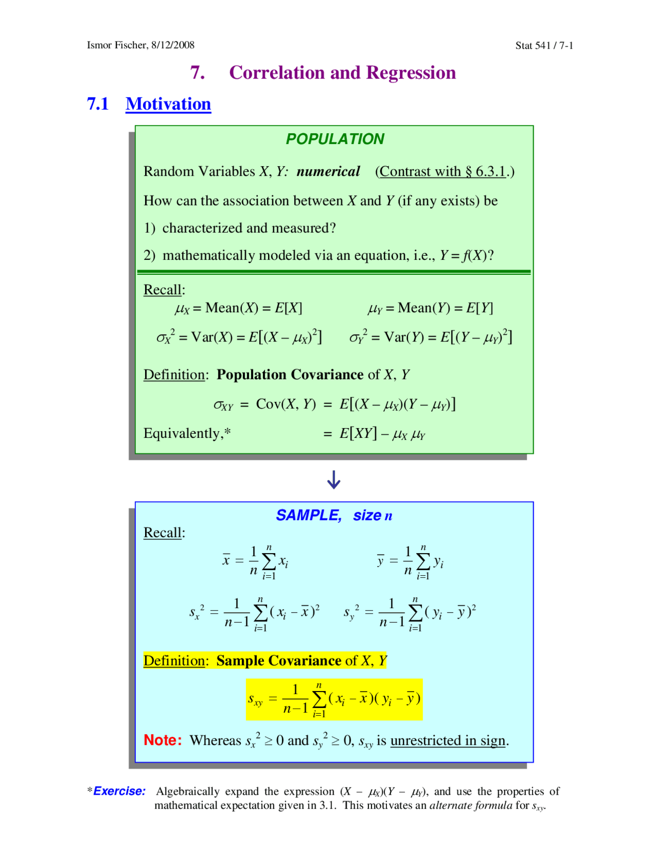 Correlation And Regression Lecture Slides Stat 541 Docsity