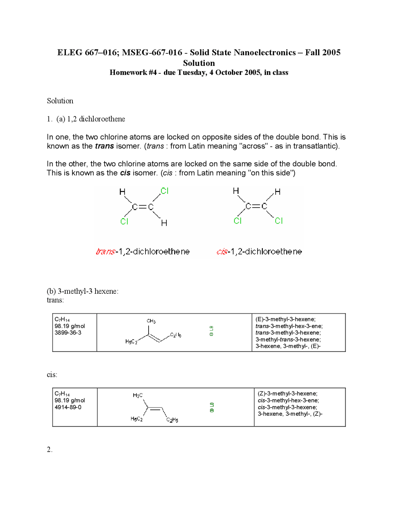 Homework Iv Solved Solid State Nanoelectronics Eleg 667 Docsity
