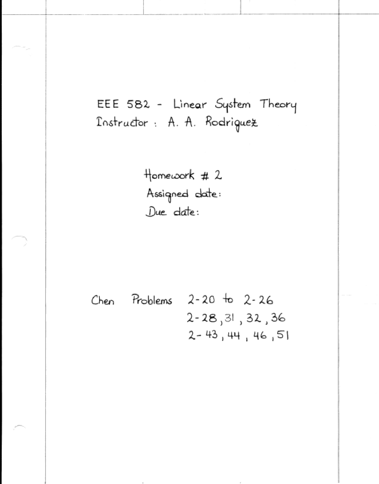 Assignment 2 For Linear System Theory Eee 598 Docsity